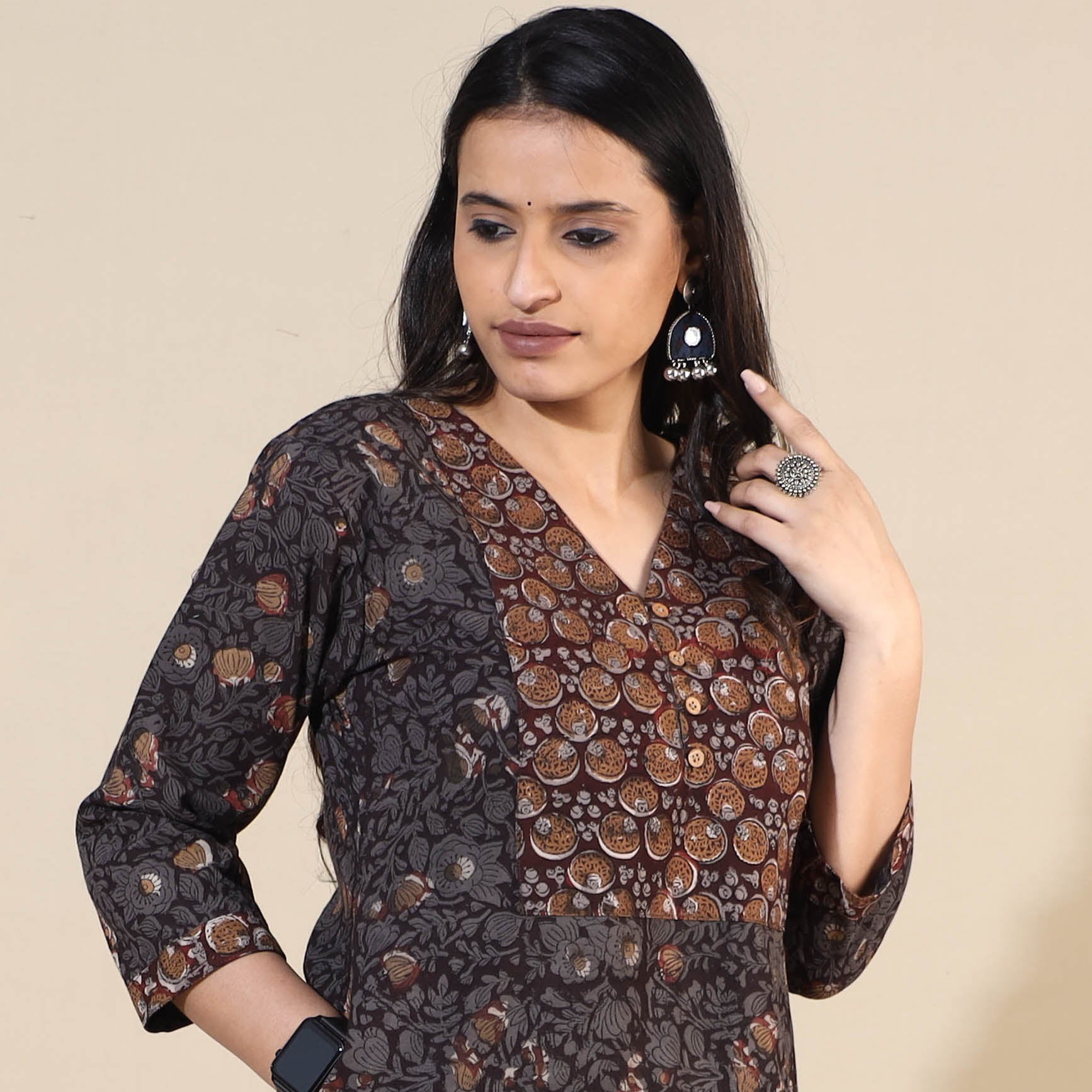 Buy Bagru Hand Block Printed Cotton Long Kurta Online at iTokri.com – iTokri आई.टोकरी