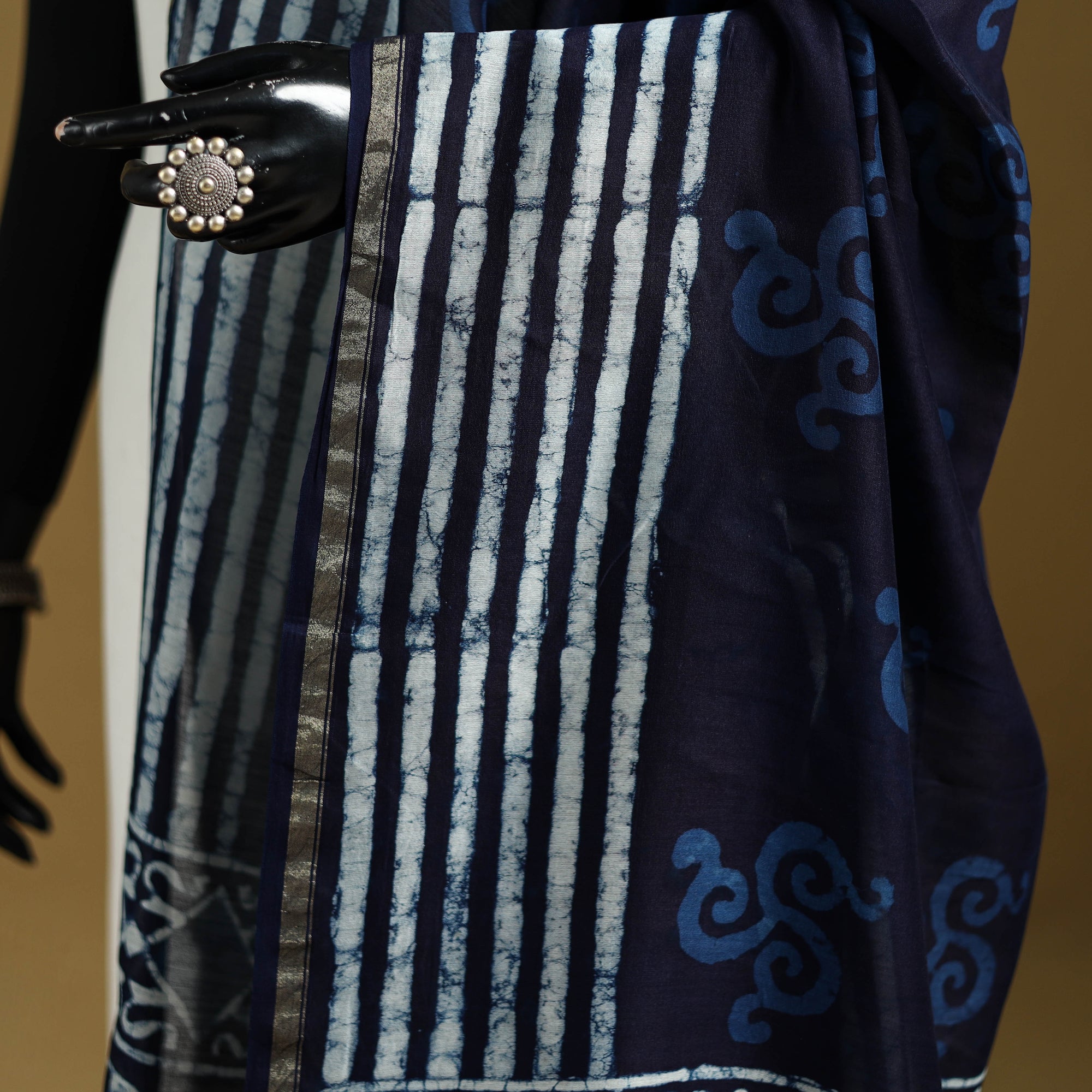 Pipad Hand Block Print Natural Dyed Chanderi Silk Handloom Dupatta
