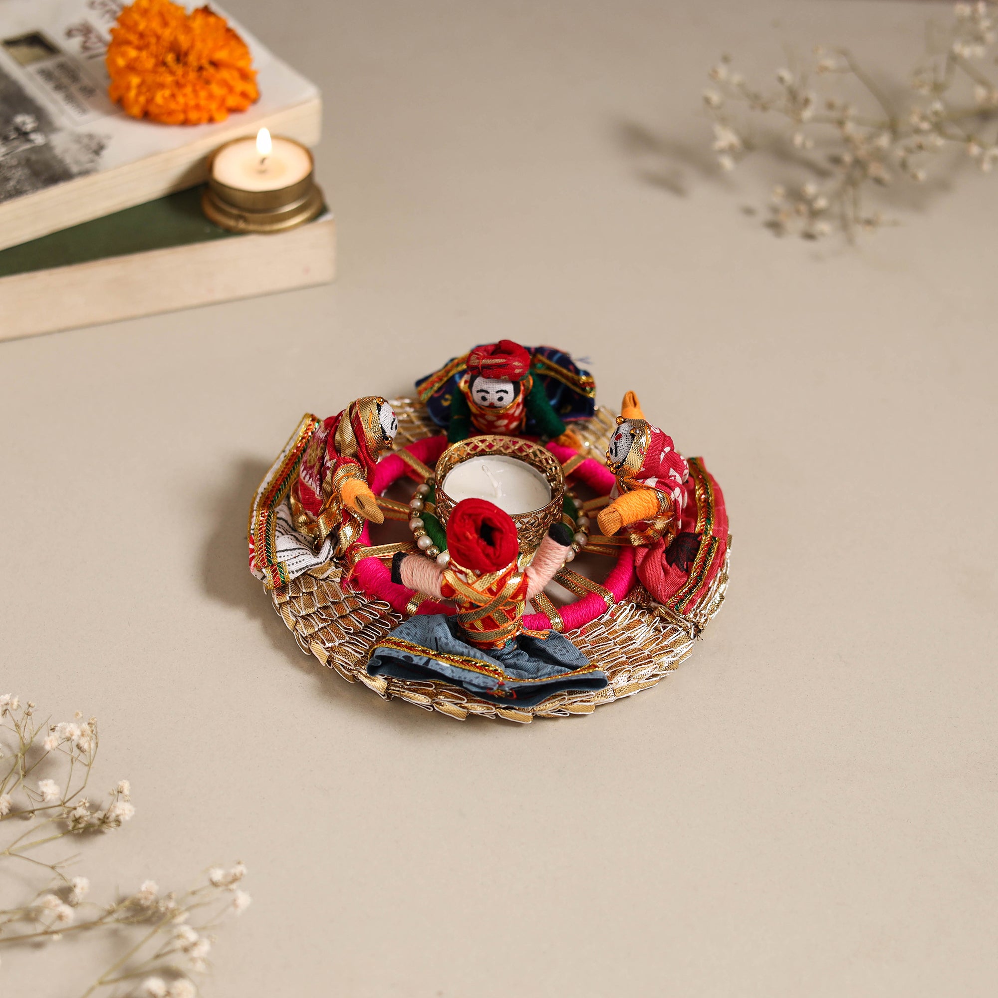 Rajasthani Puppet Handmade Gota Work Tealight Candle Holder