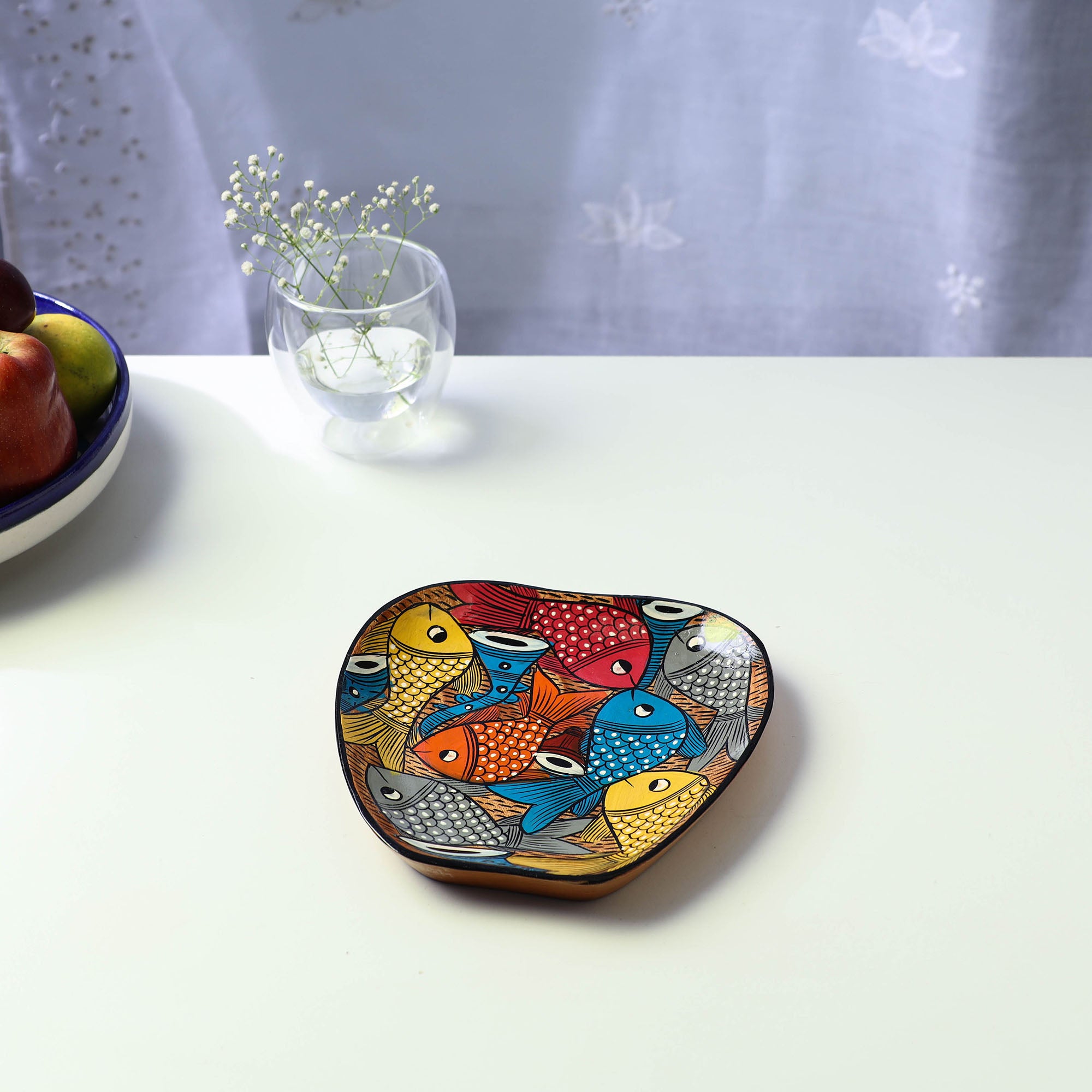 Buy Traditional Pattachitra Hand Painted Akashmoni Wooden Tray 20 ...