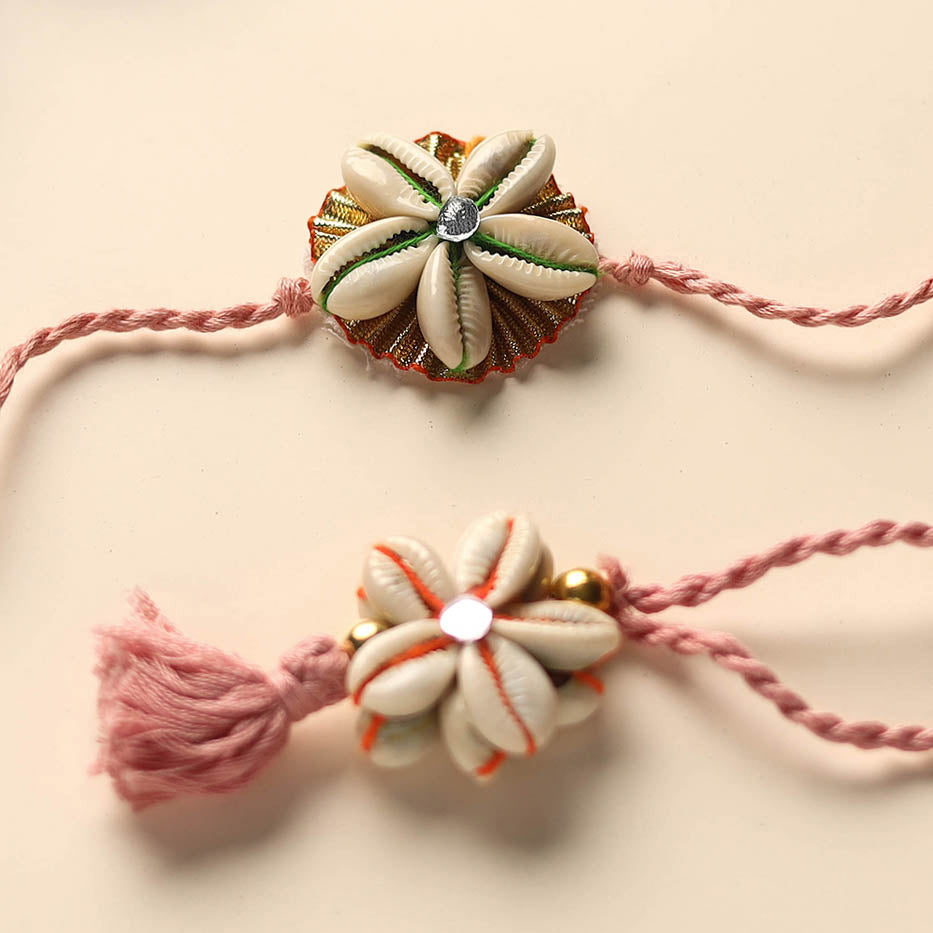 Handmade Shell Work Rakhi & Lumba Set – iTokri आई.टोकरी