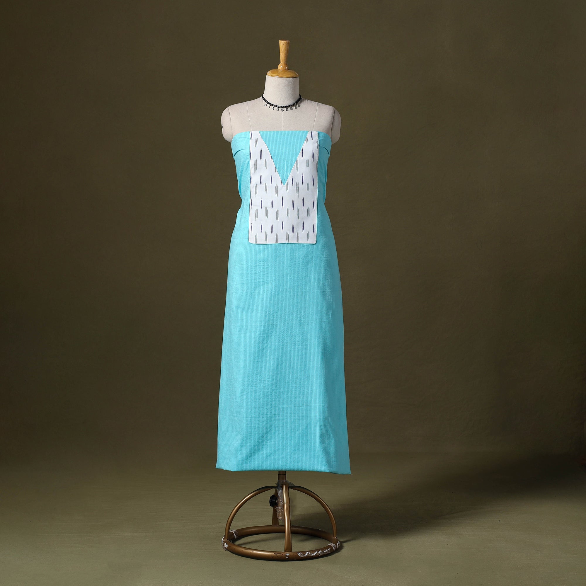 Blue Running Stitch Plain Cotton Unstitched Kurta Material – iTokri आई ...