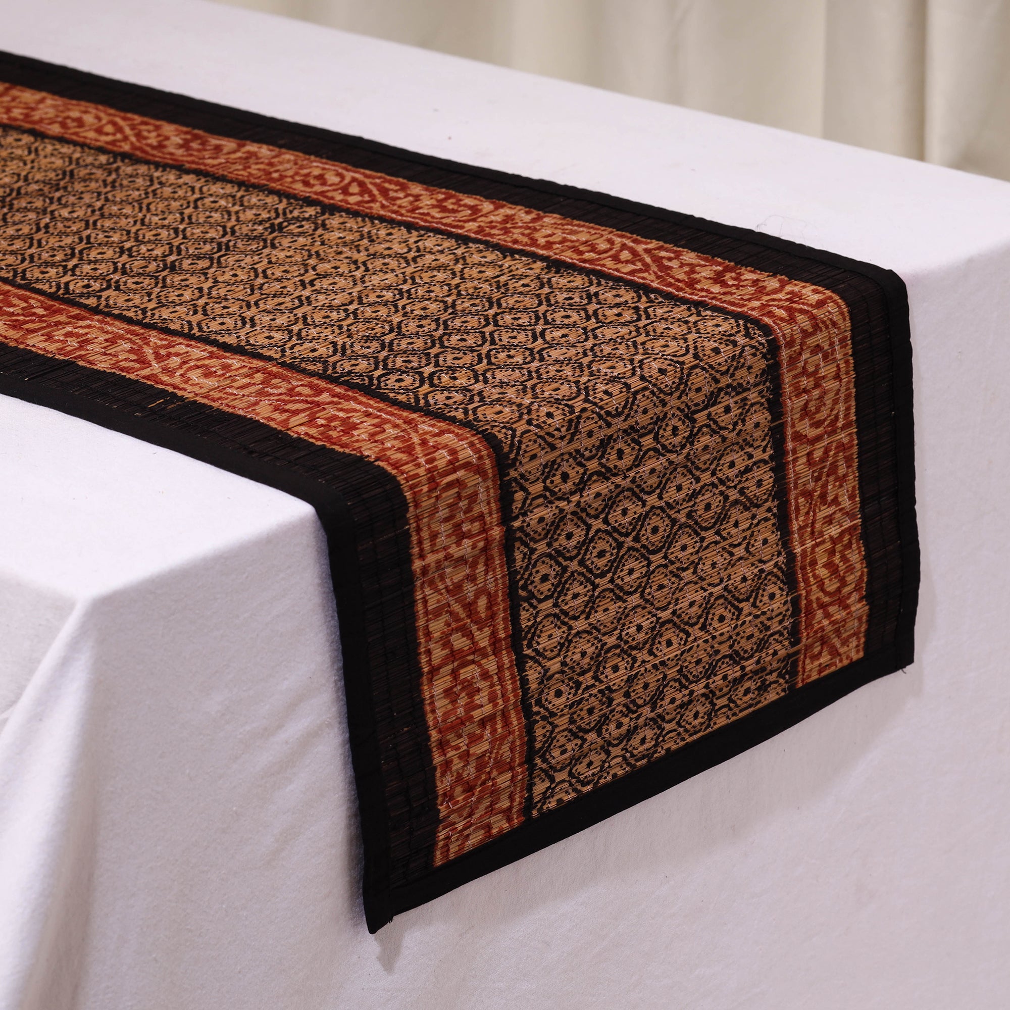 Buy Natural Bamboo Bagh Block Printed Dining Table Runner – iTokri आई.टोकरी