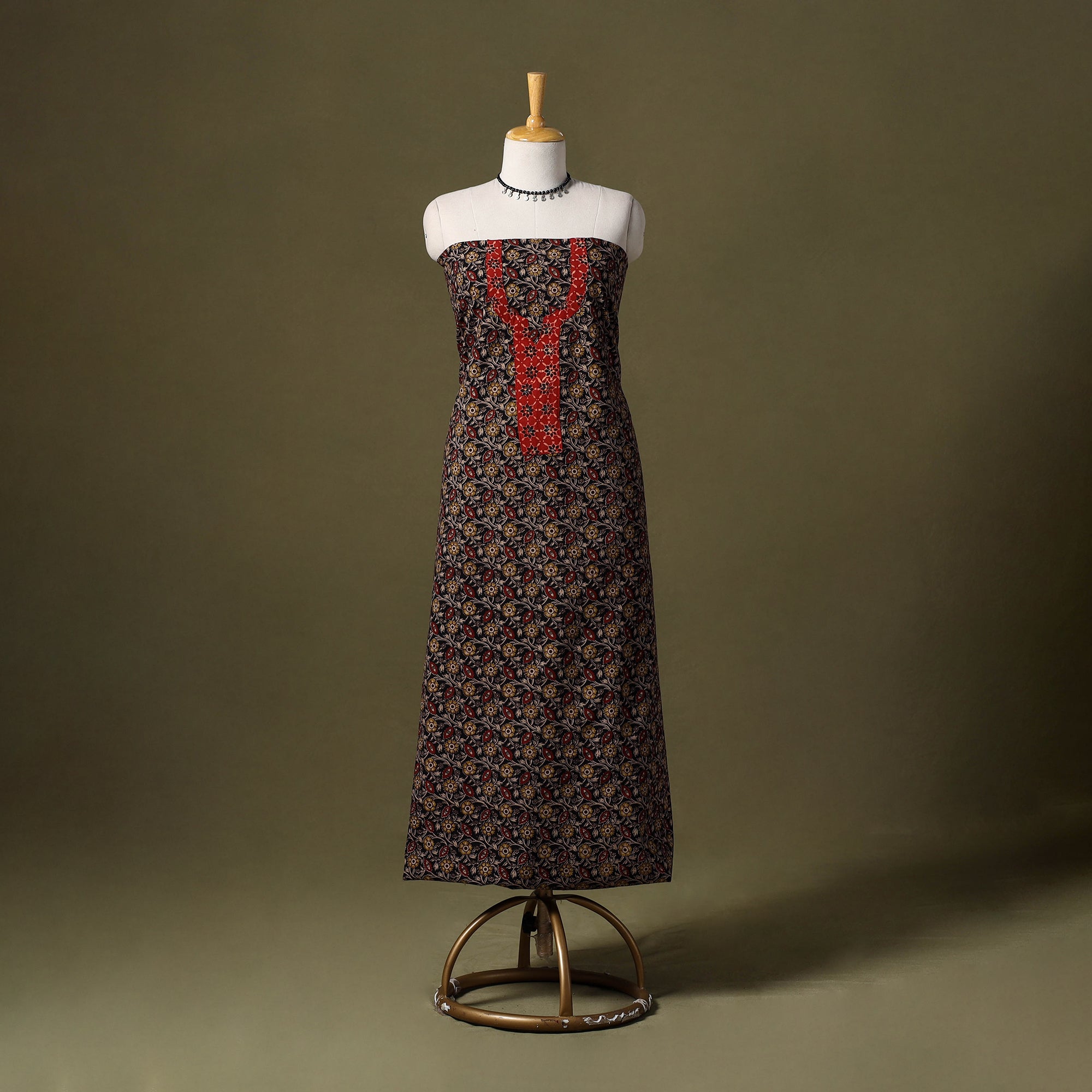 Black Kalamkari Print Cotton Unstitched Kurta Material – iTokri आई.टोकरी