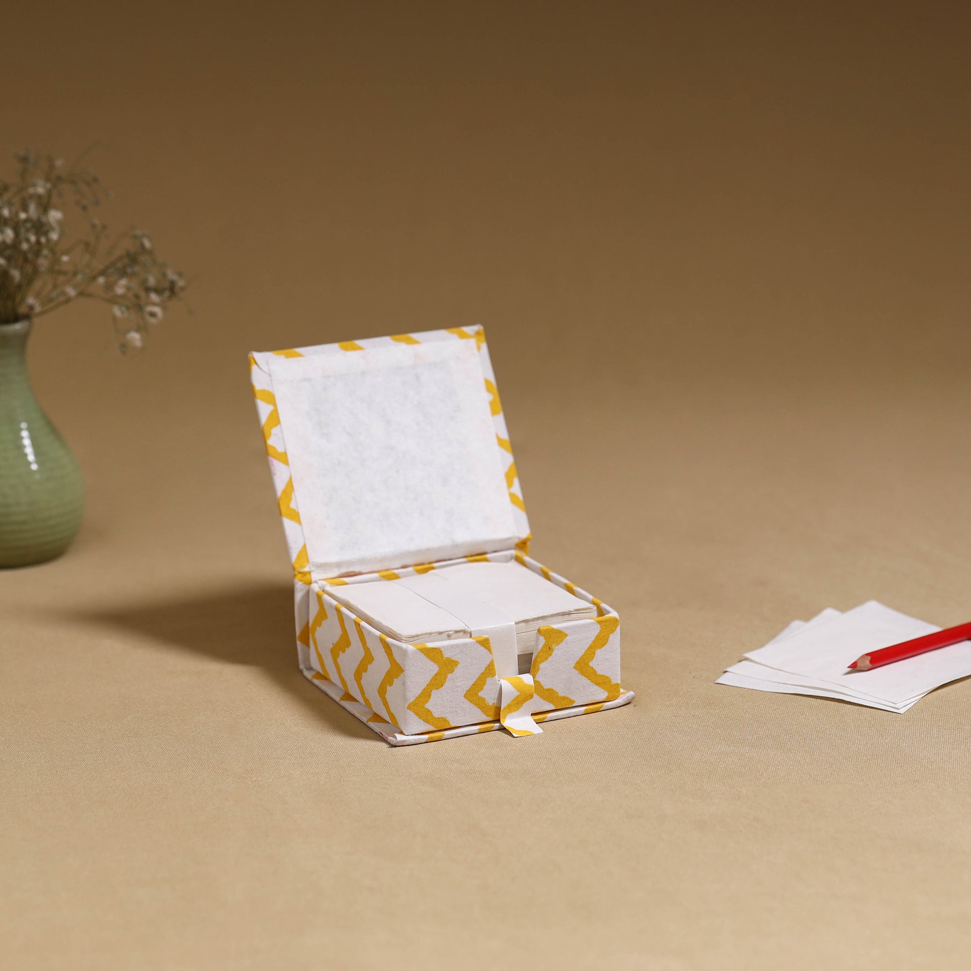 Yellow Handcrafted Printed Card Holder with Slips