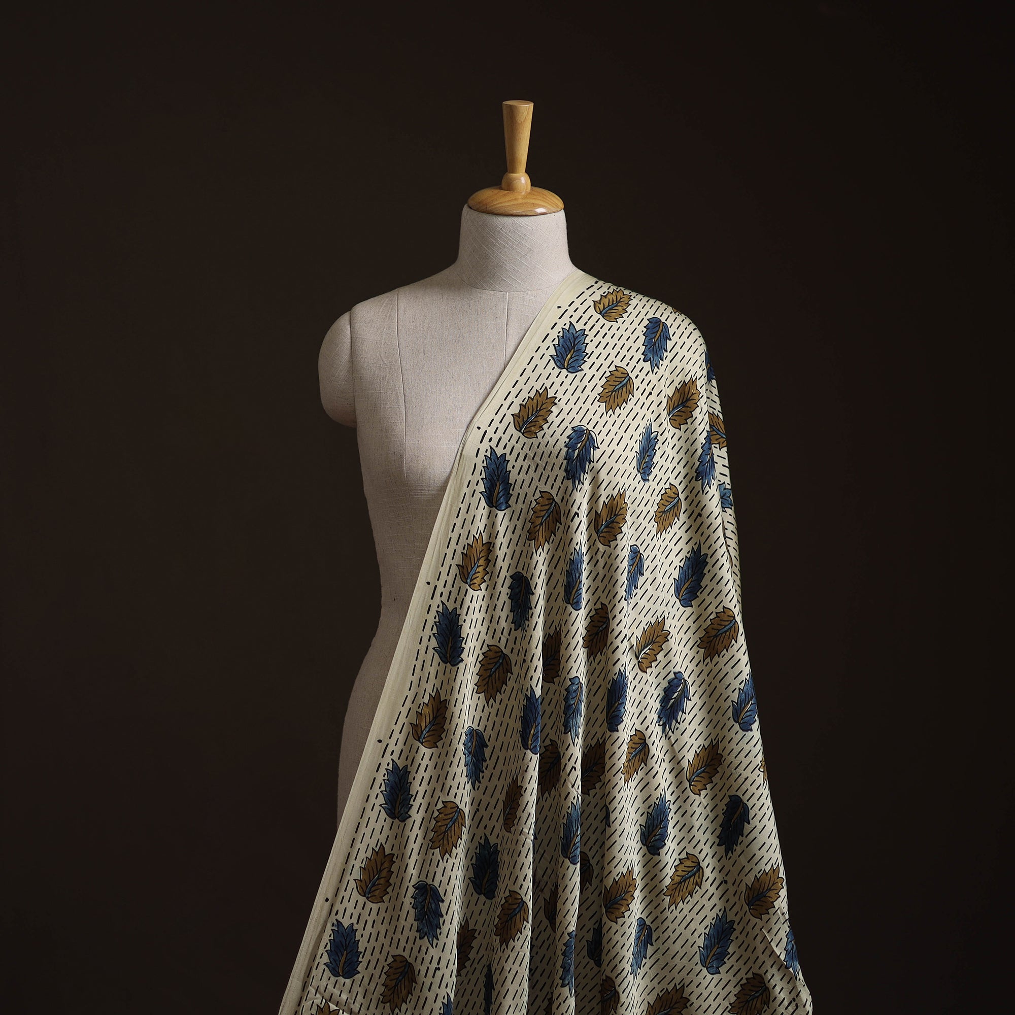 Ajrakh Hand Block Print Natural Dyed Modal Silk Fabric