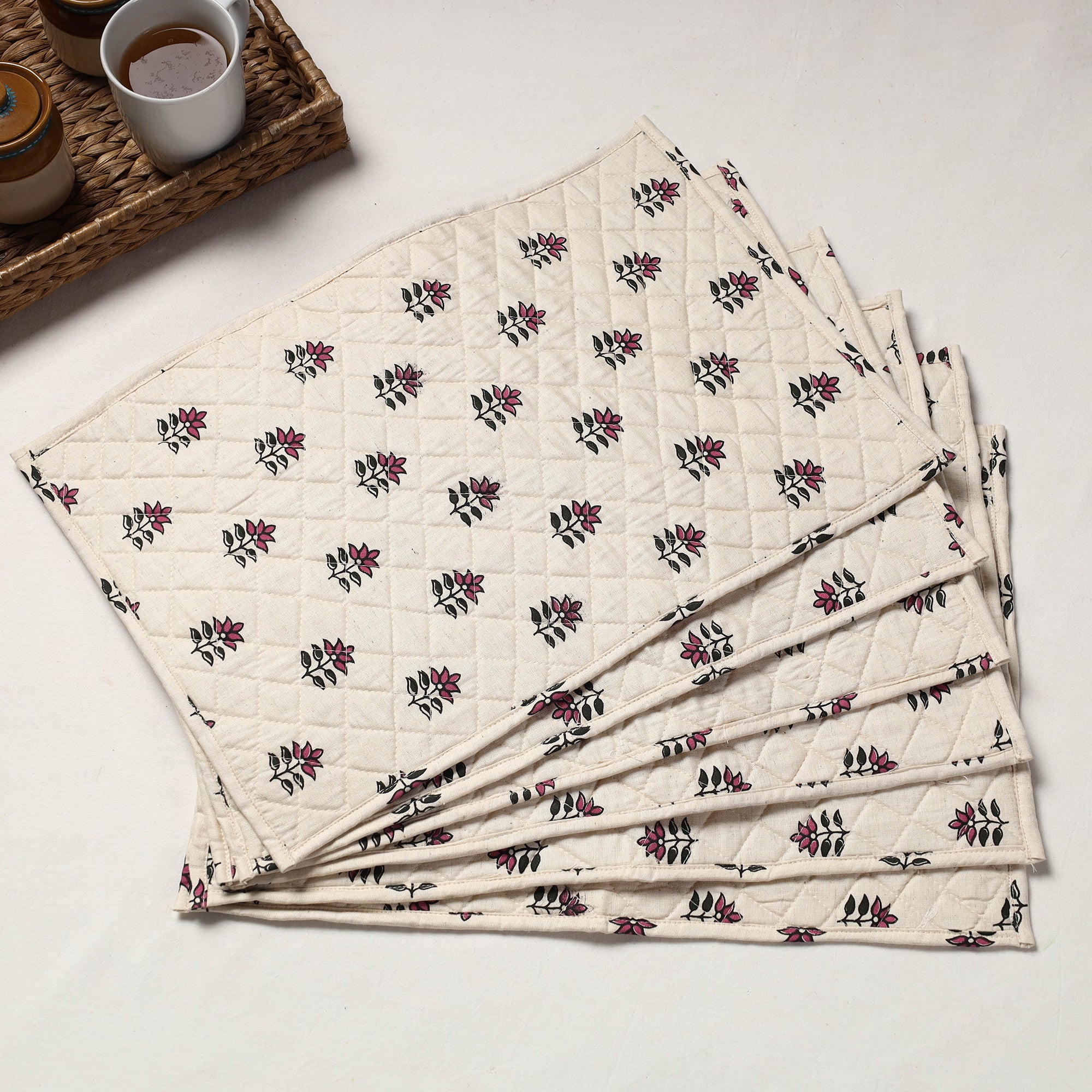 Buy Set of 6 Handmade Cotton Fabric Quilted Table Mats by Chandi Mati ...