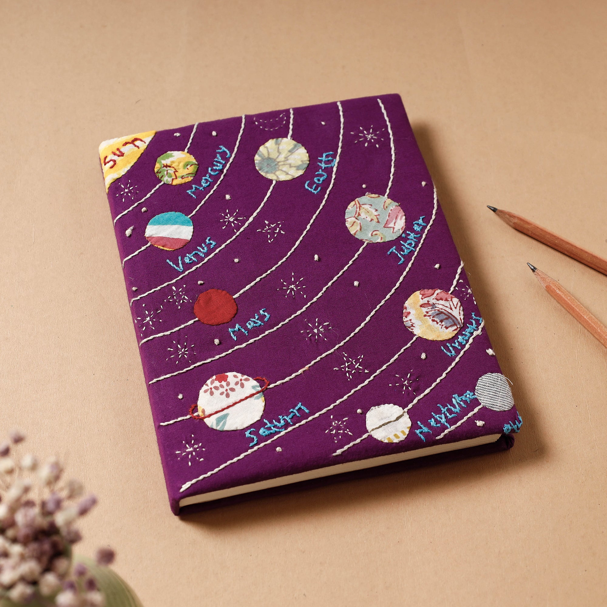 Purple fashionable Handmade Applique Work Notebook