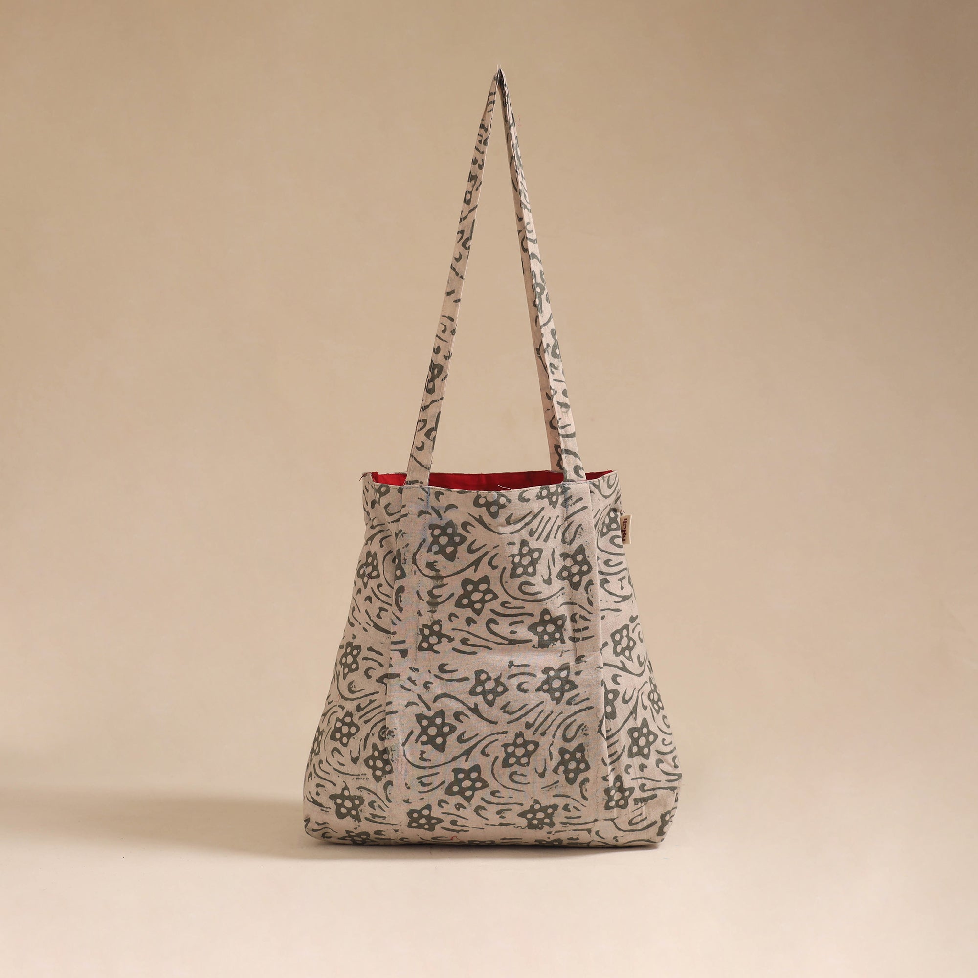 Beige Handcrafted Fabric Jhola Bag
