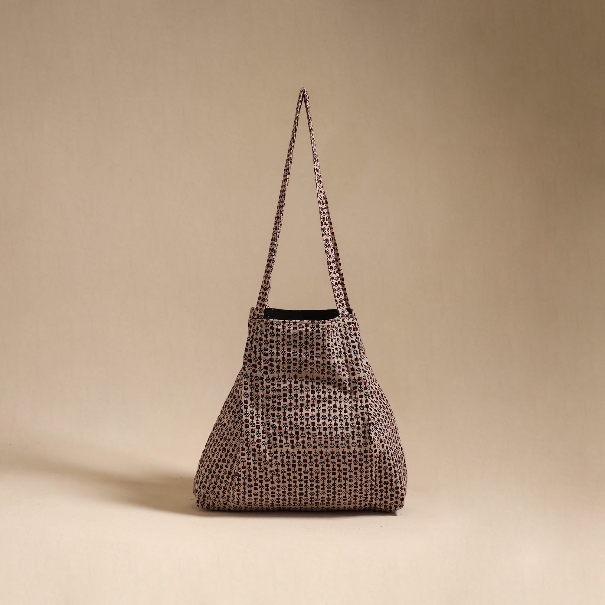 Beige Handcrafted Fabric Jhola Bag