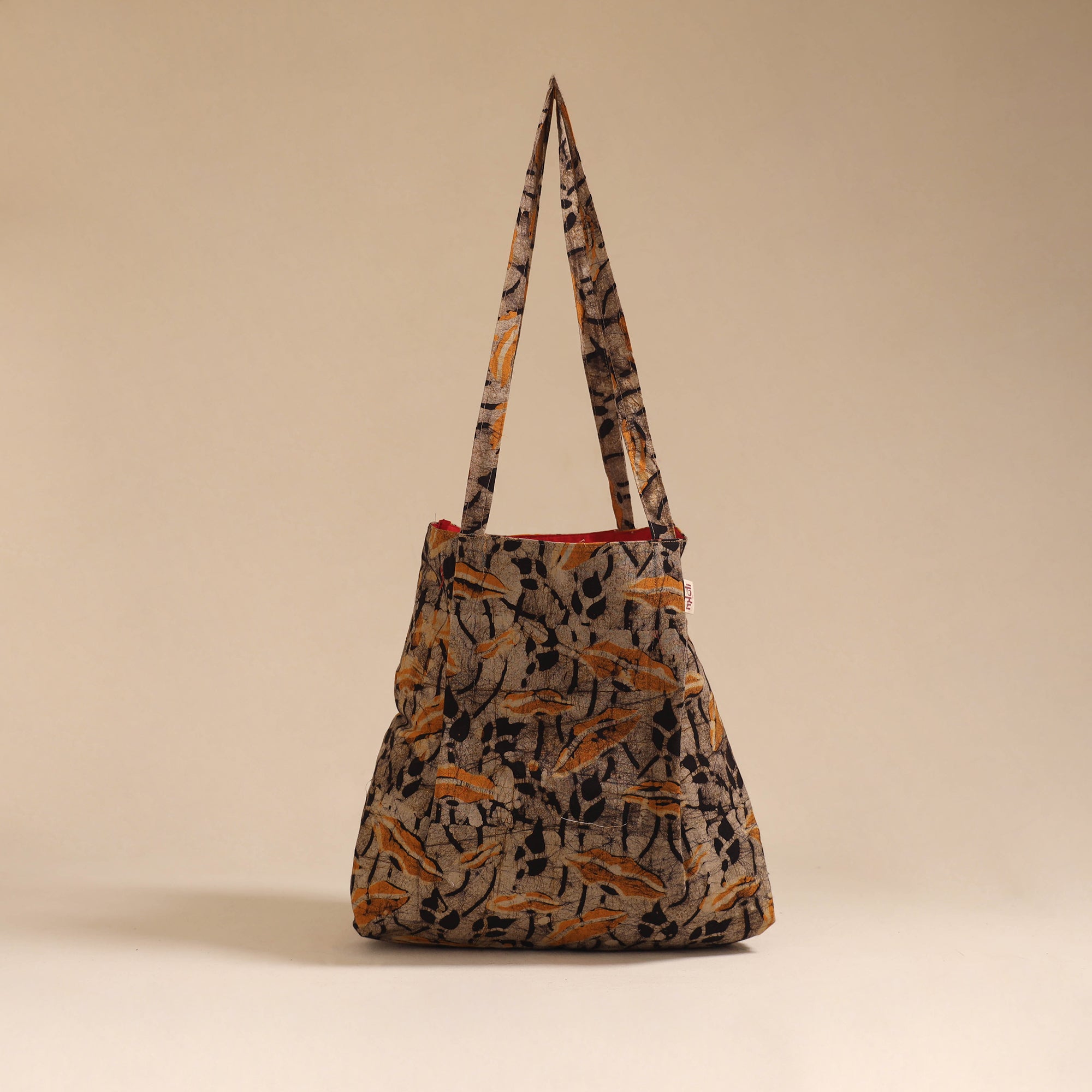 Beige Handcrafted Fabric Jhola Bag