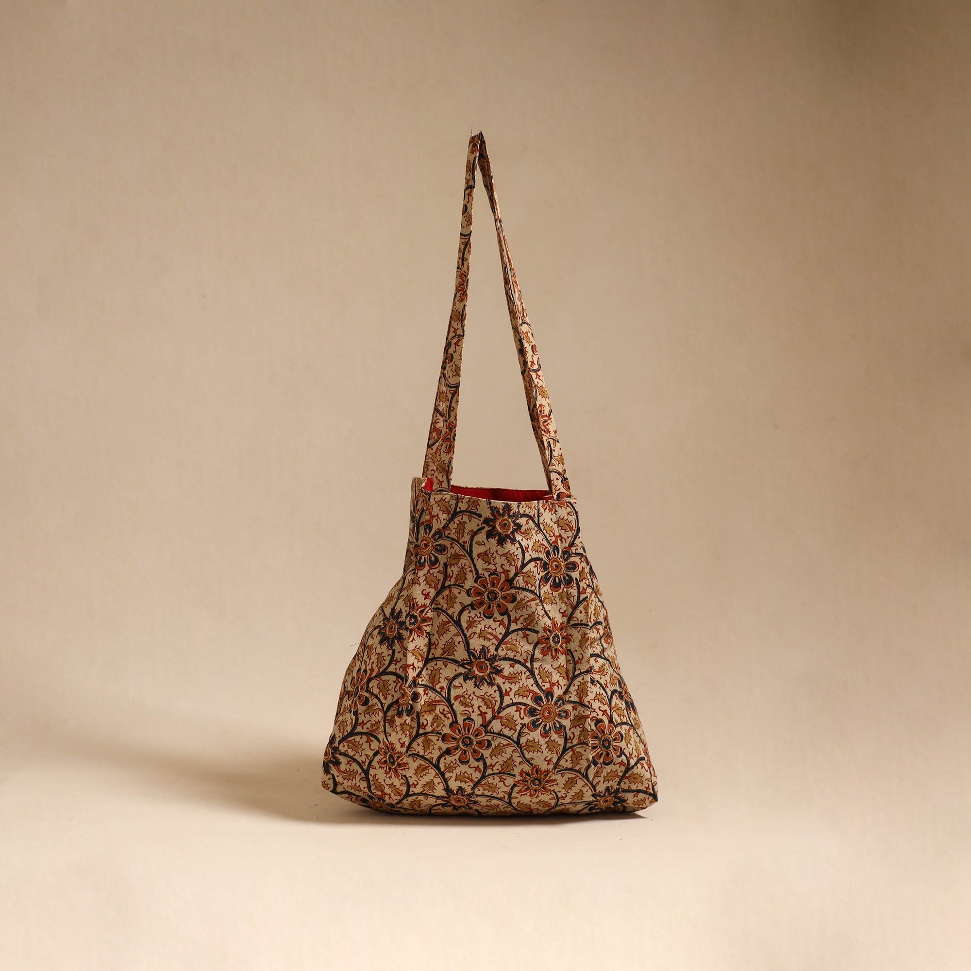 Beige Handcrafted Fabric Jhola Bag