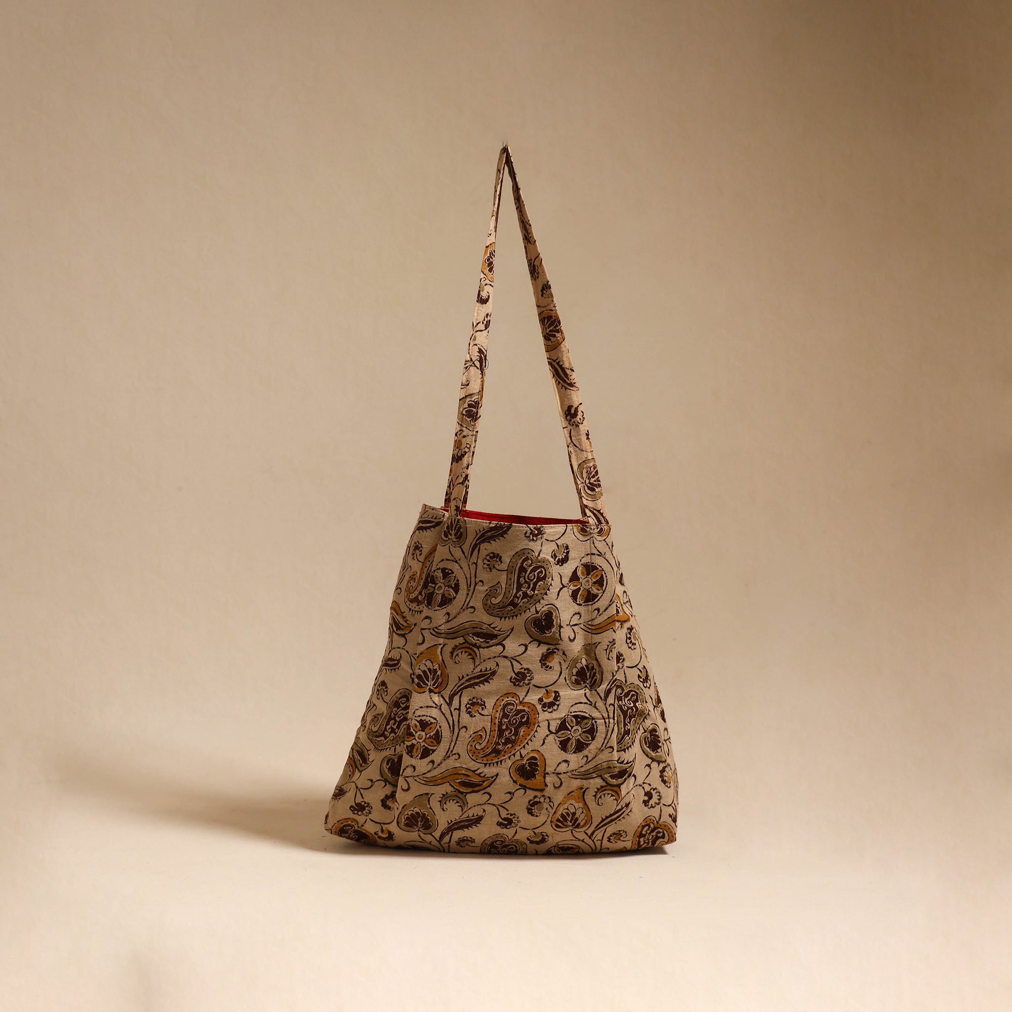 Beige Handcrafted Fabric Jhola Bag