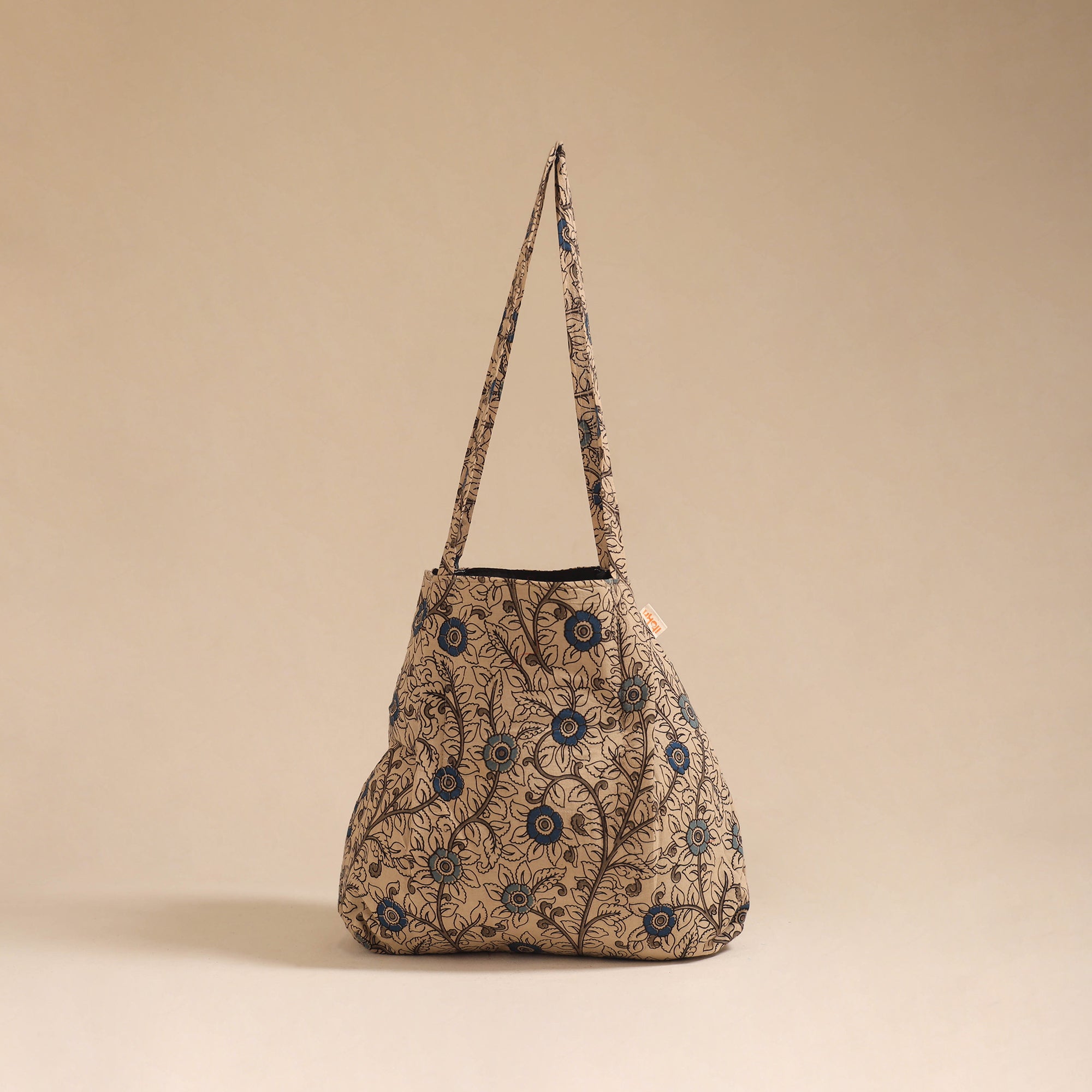Beige Handcrafted Fabric Jhola Bag