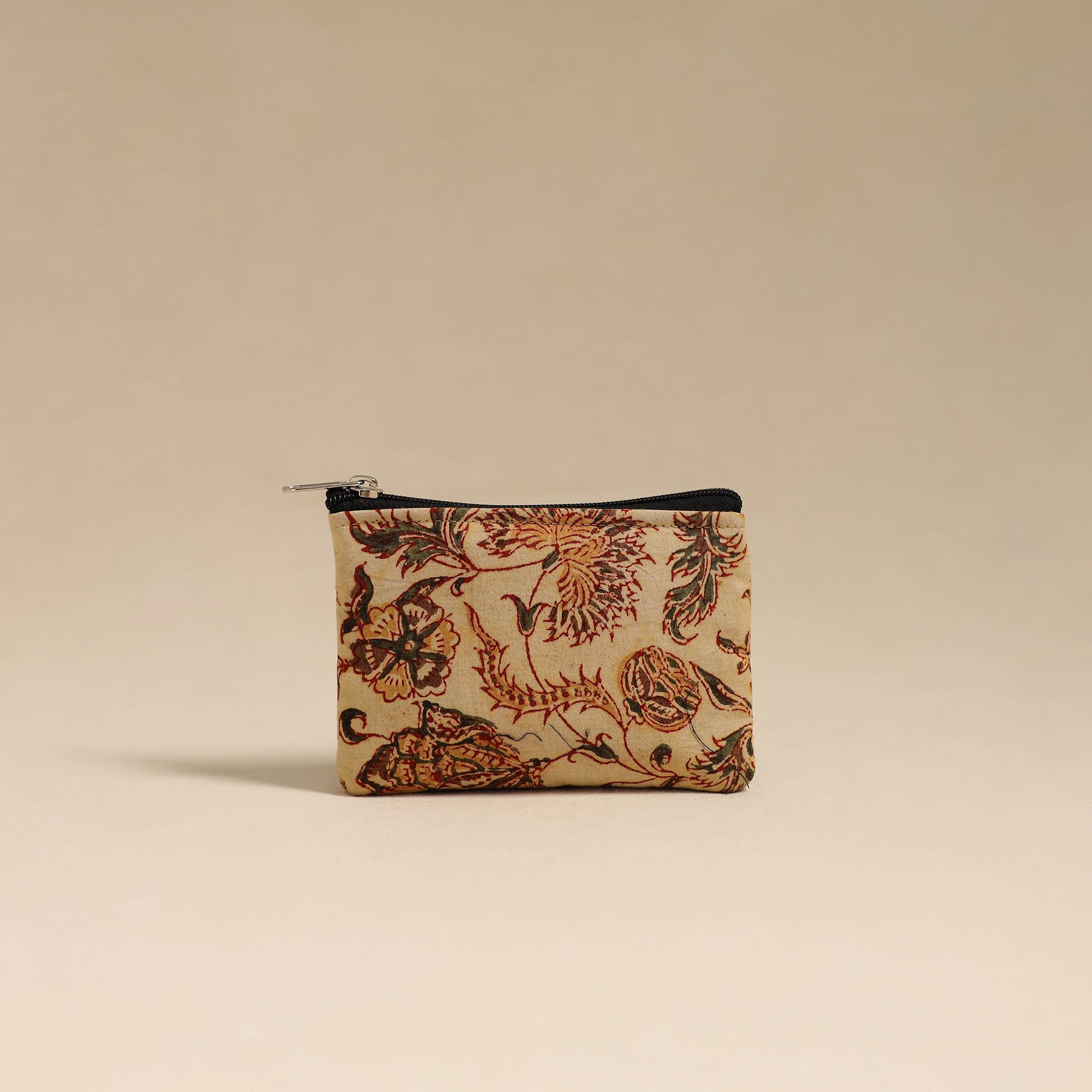 Beige Handmade Quilted Cotton Coin Pouch Online in India