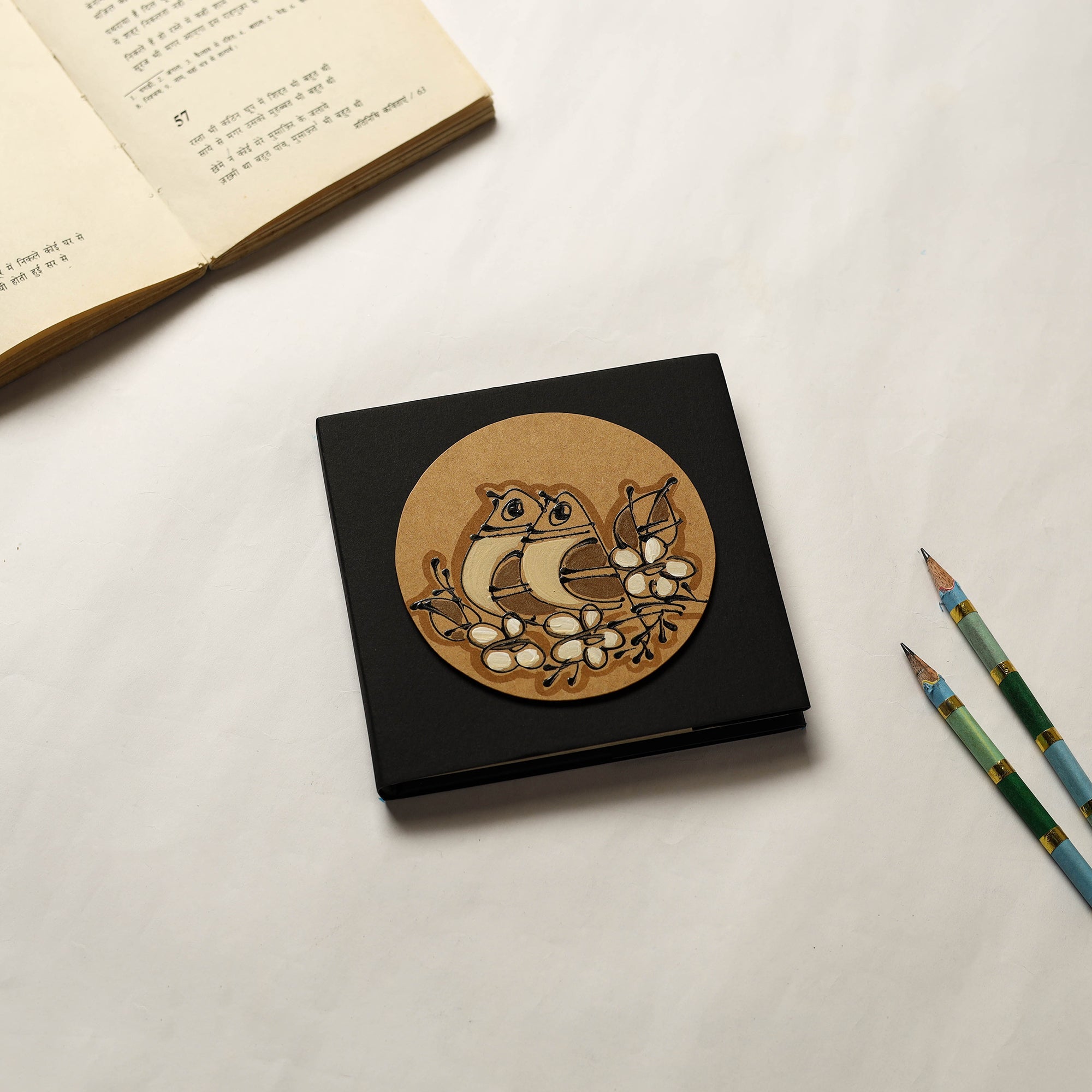 Birds - Handpainted Handmade Paper Diary