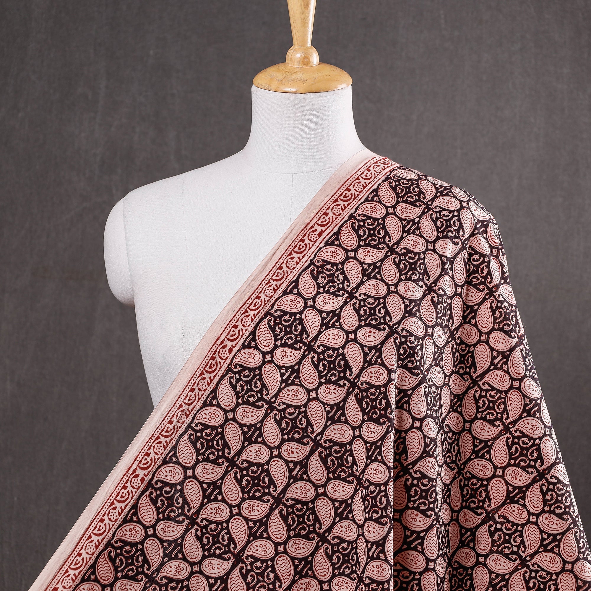 Black Bagh Block Printed Natural Dyed Cotton Fabric
