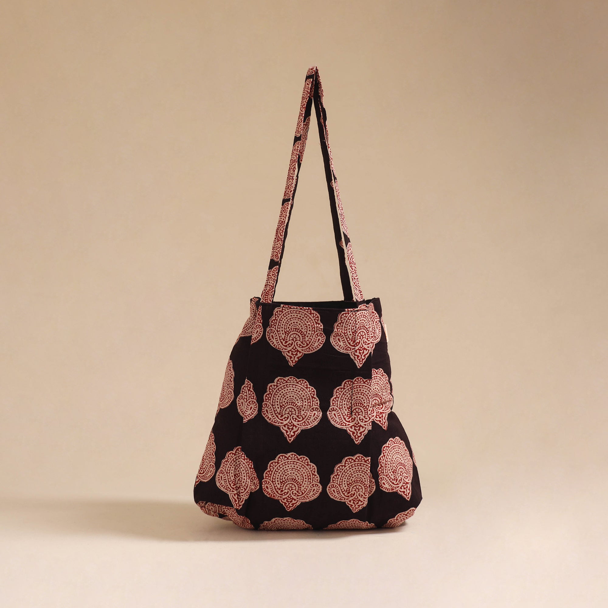 Black Handcrafted Fabric Jhola Bag