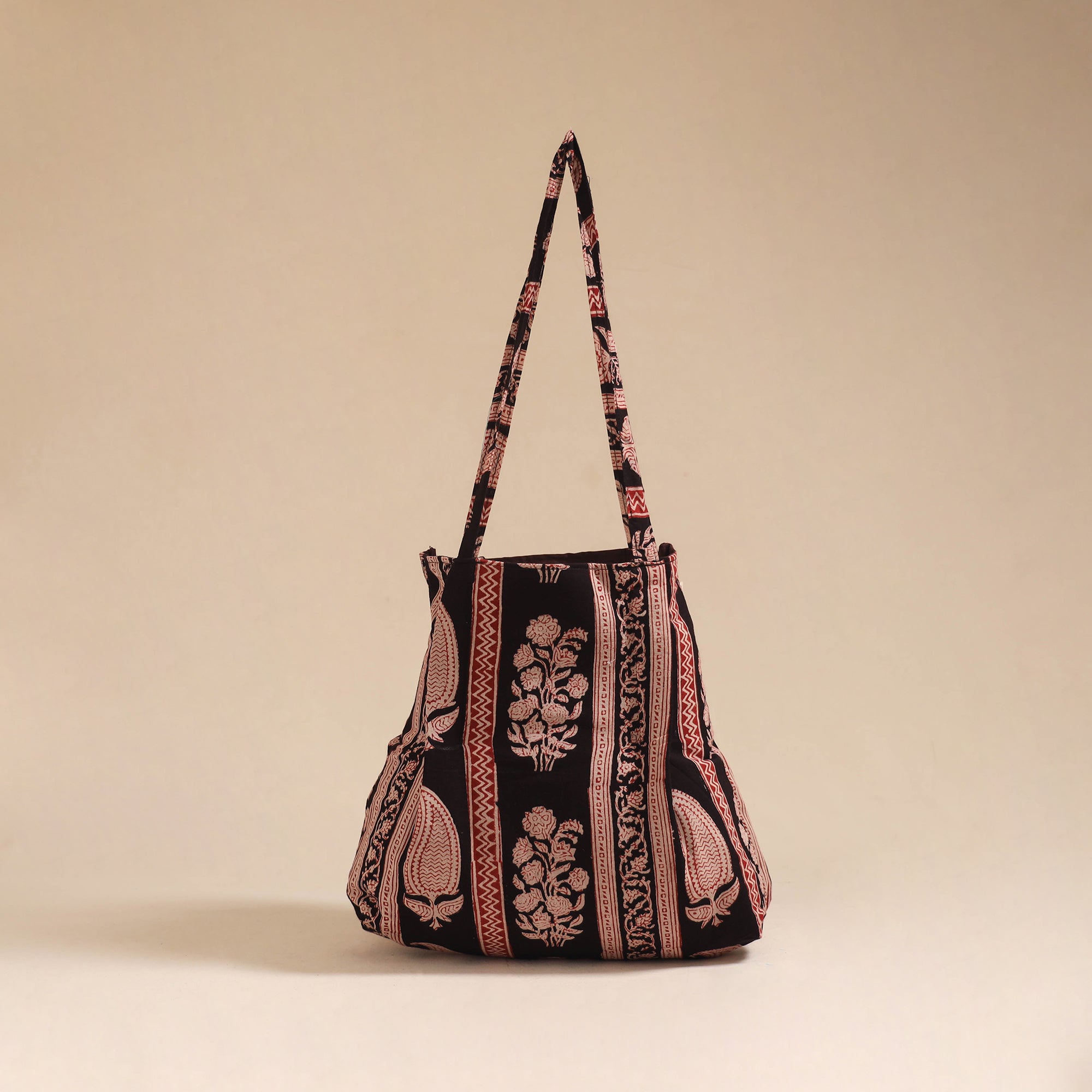Black Handcrafted Fabric Jhola Bag