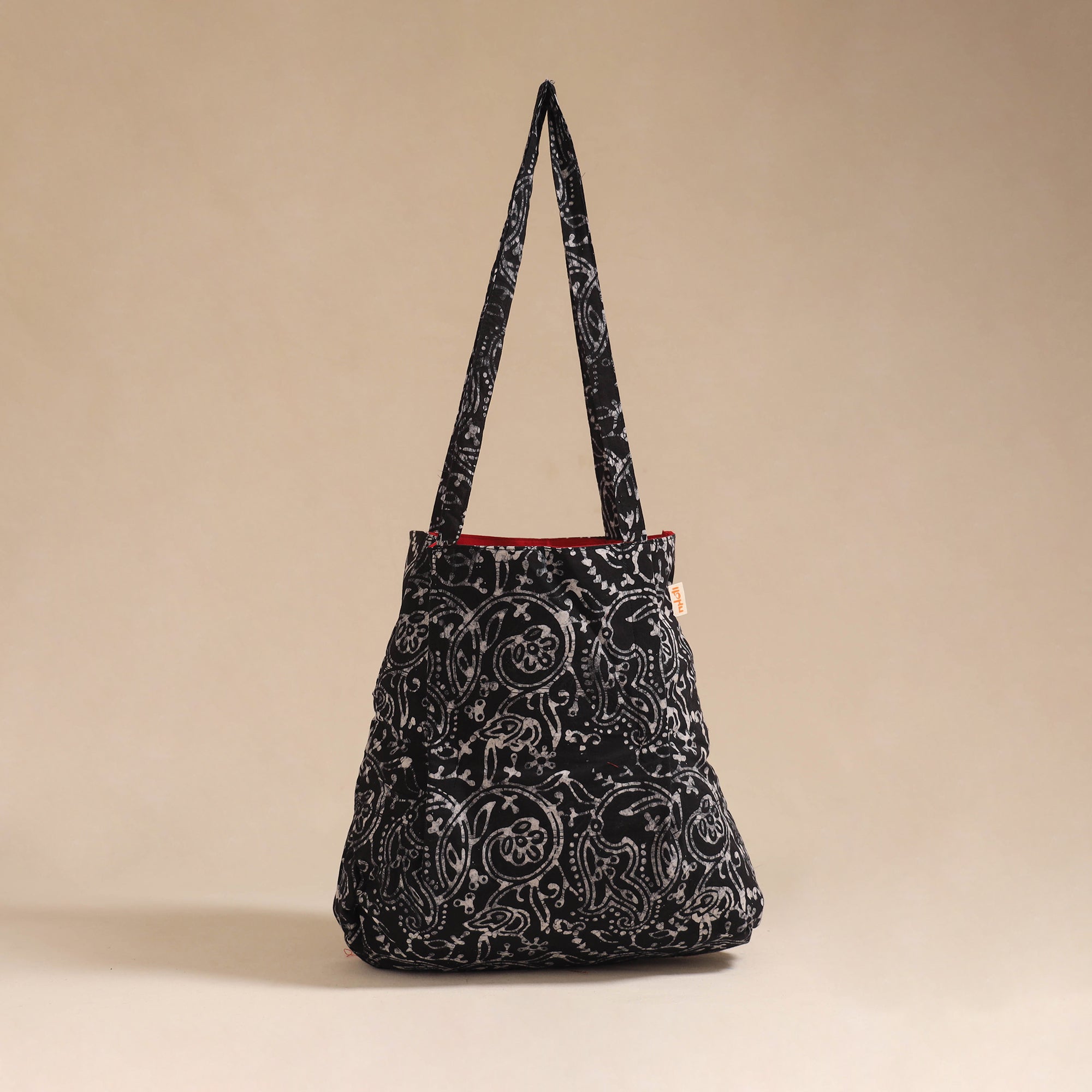 Black Handcrafted Fabric Jhola Bag