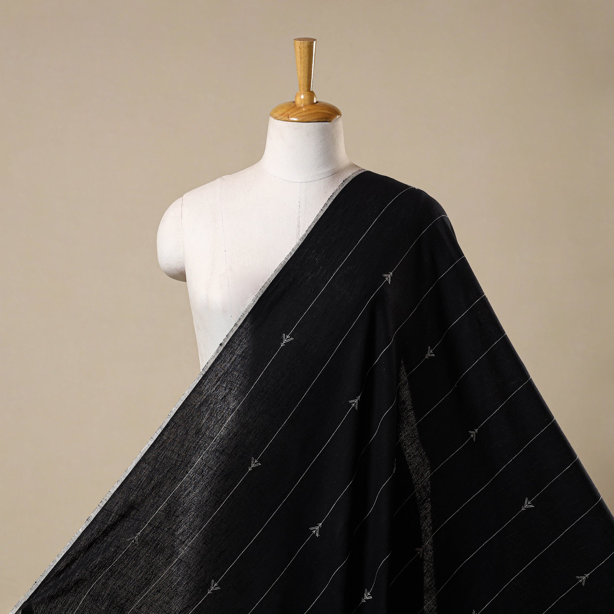 Black Handloom Organic Buti Kala Cotton Fabric