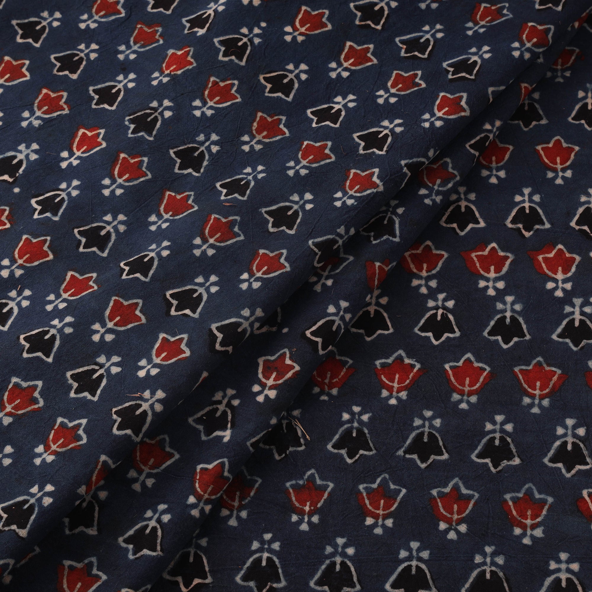 Blue Natural Dyed Hand Block Print Cotton Ajrakh Fabric