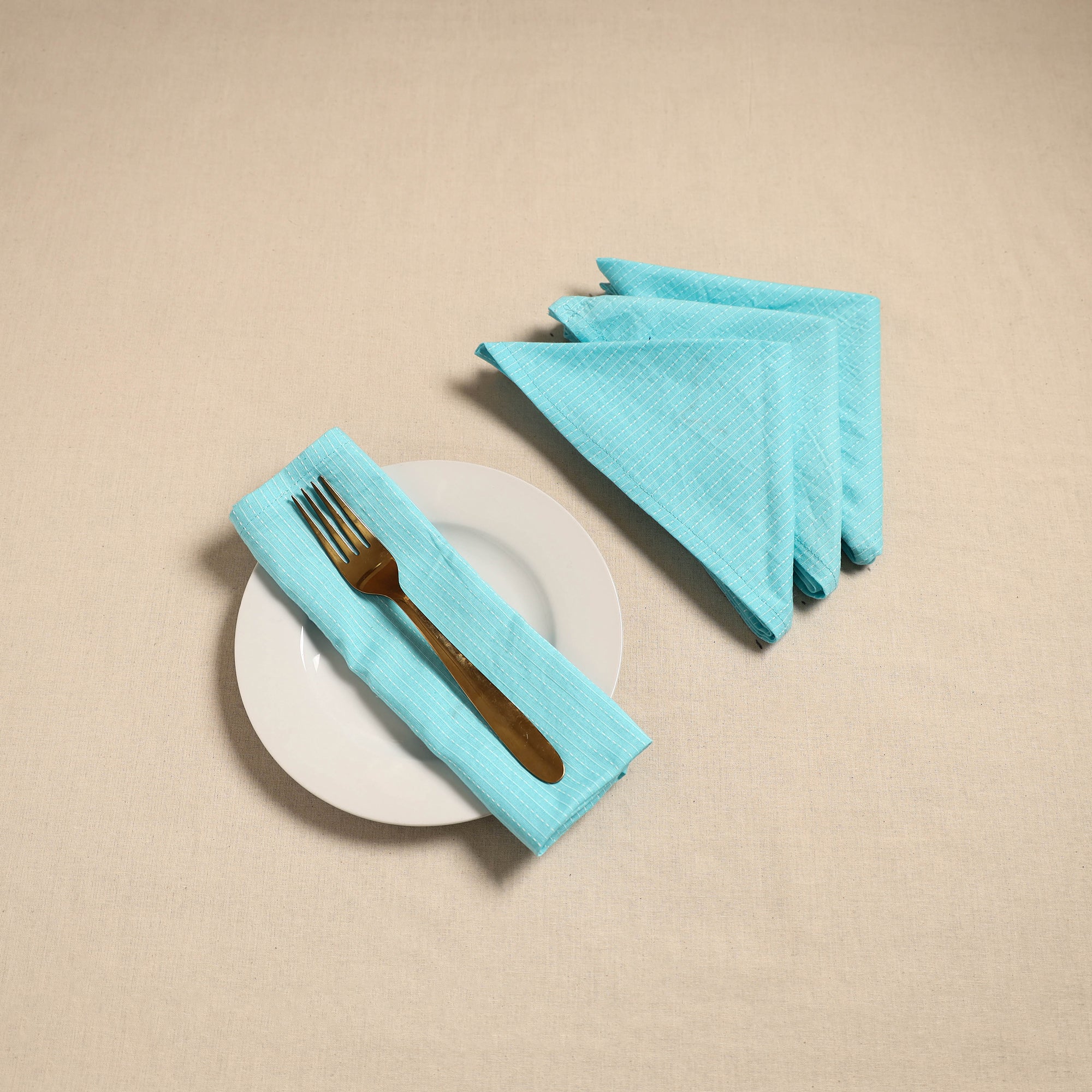 Blue Running Stitch Table Napkin (Set of 4)