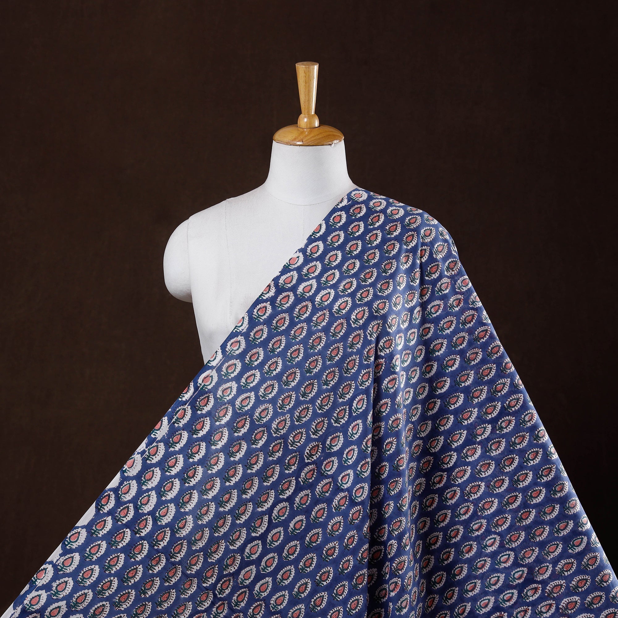Blue Sanganeri Block Print Cotton Fabric