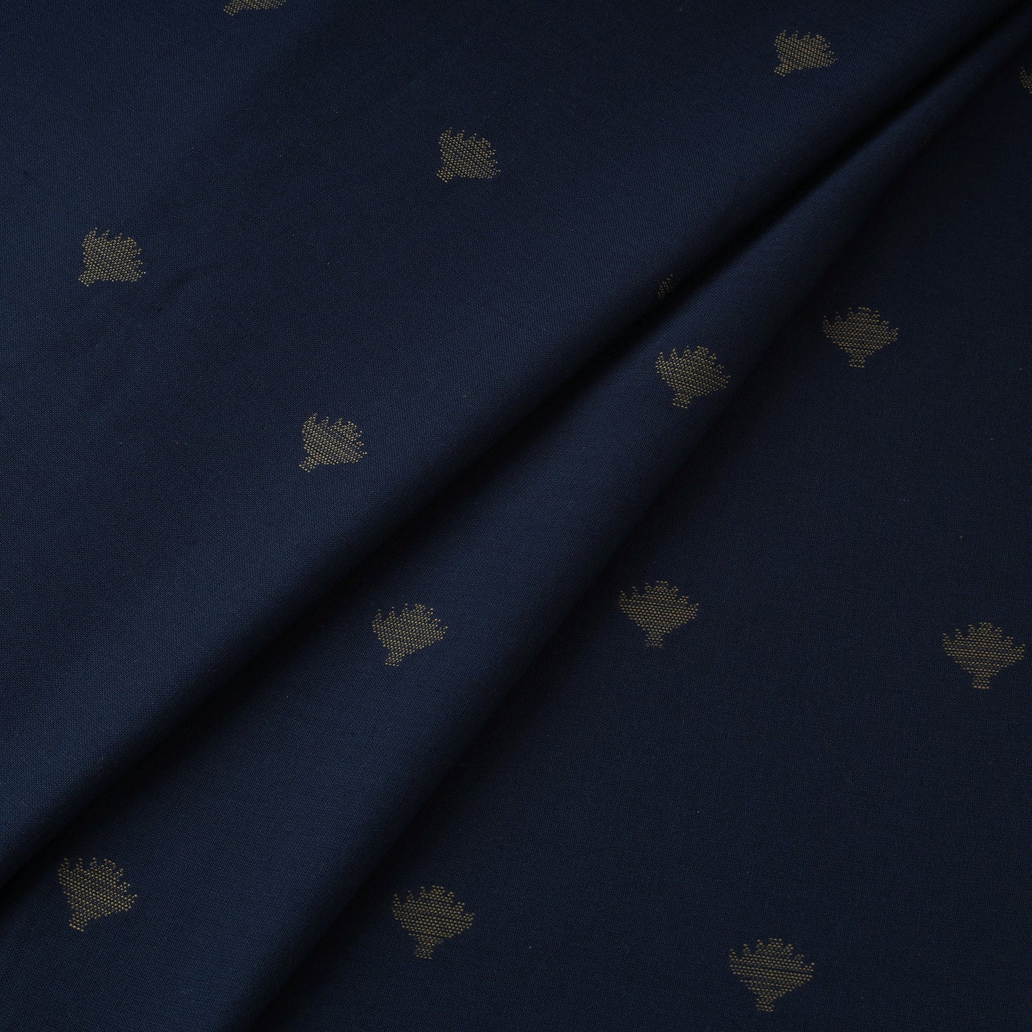 Blue Thread Buti Cotton Fabric with Jamdani Border