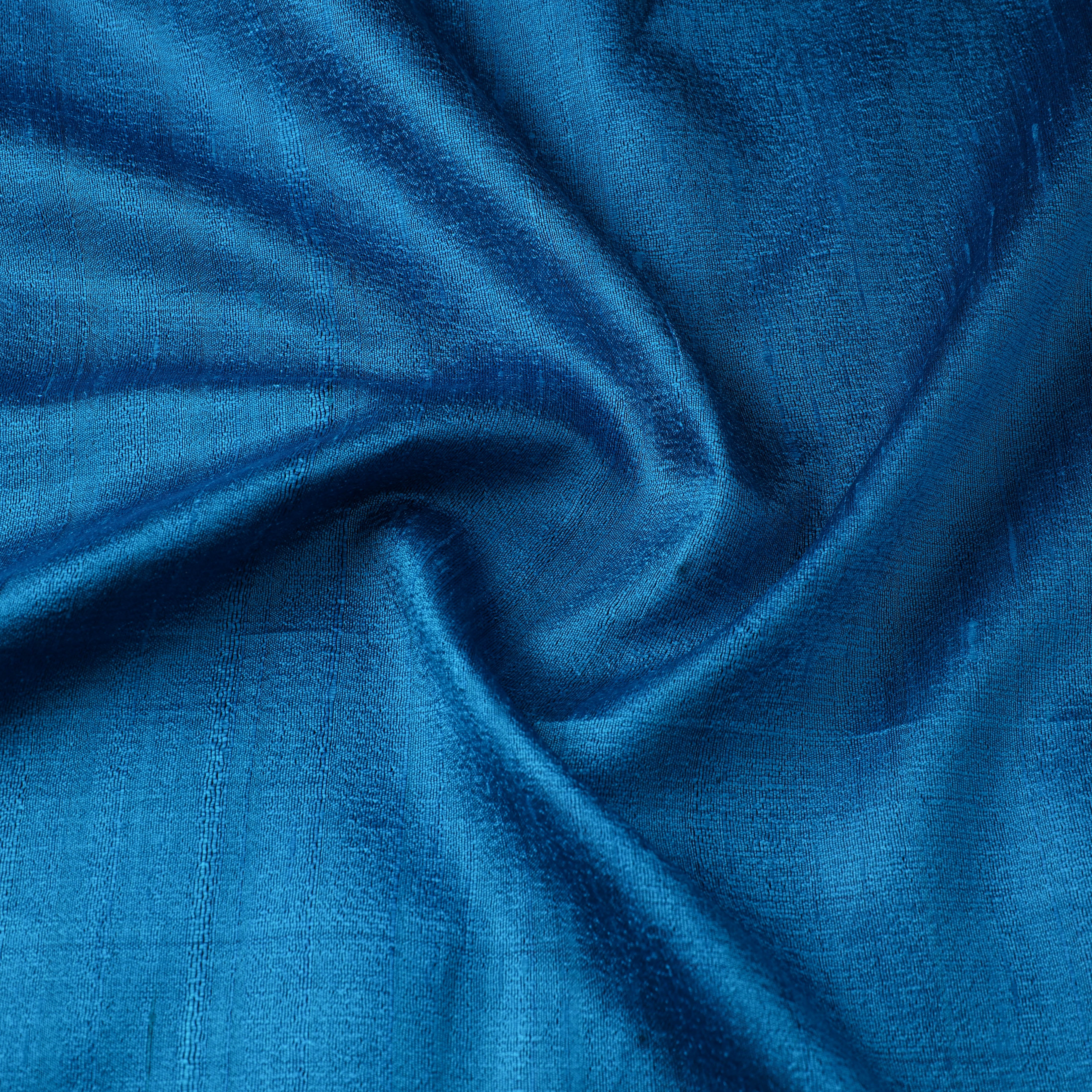 Blue Vidarbha Tussar x Ghicha Silk Handloom Fabric