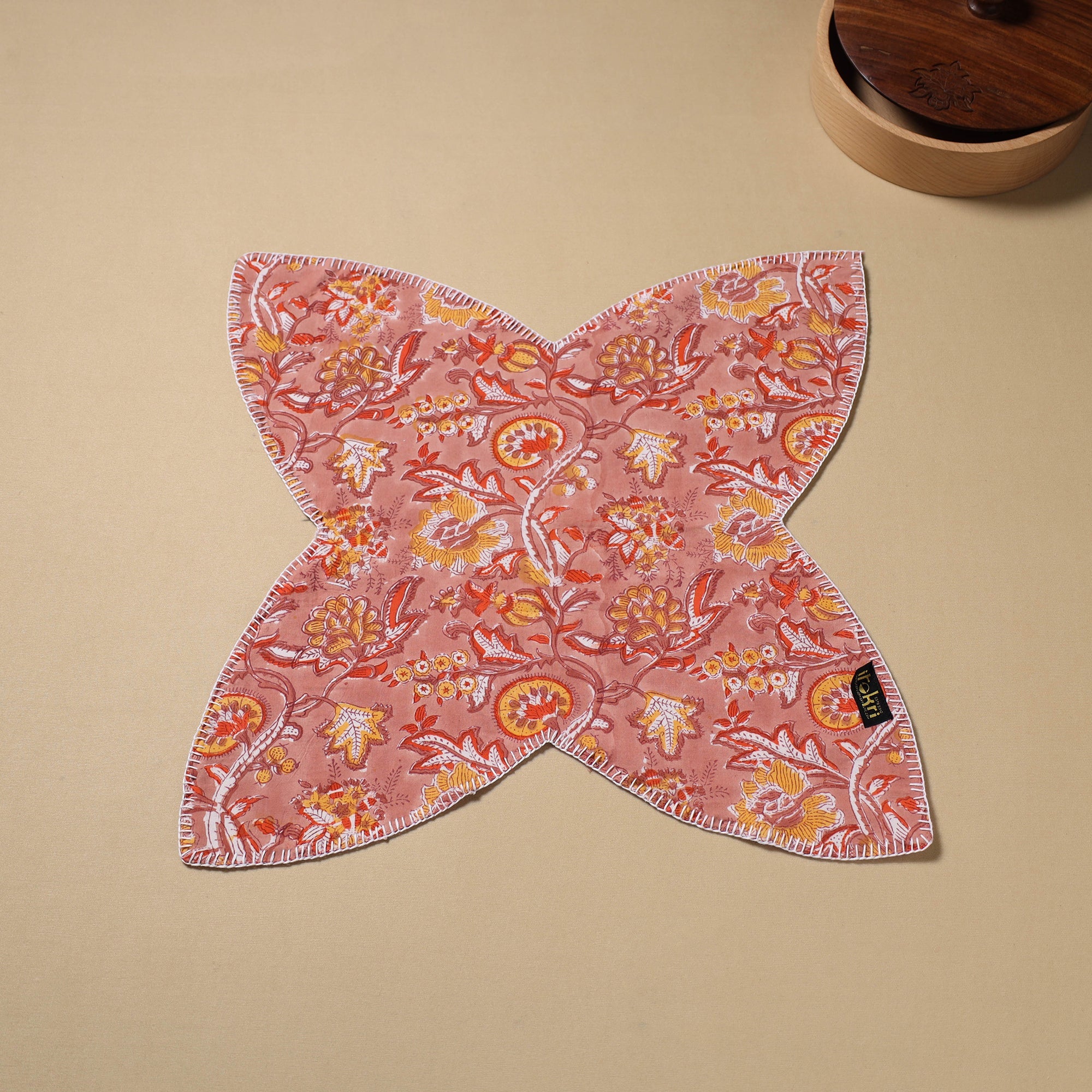 Brown Hand Embroidered Cotton Roti Napkin