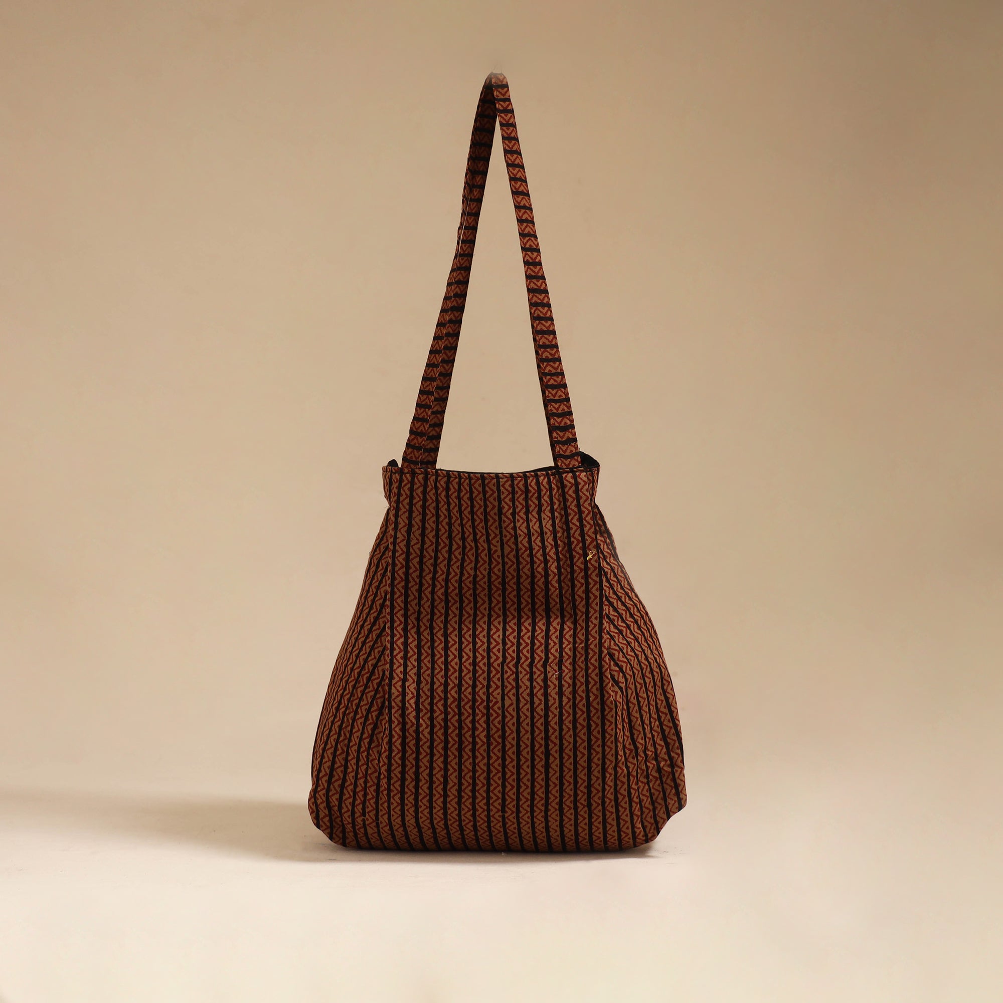 Brown Handcrafted Fabric Jhola Bag