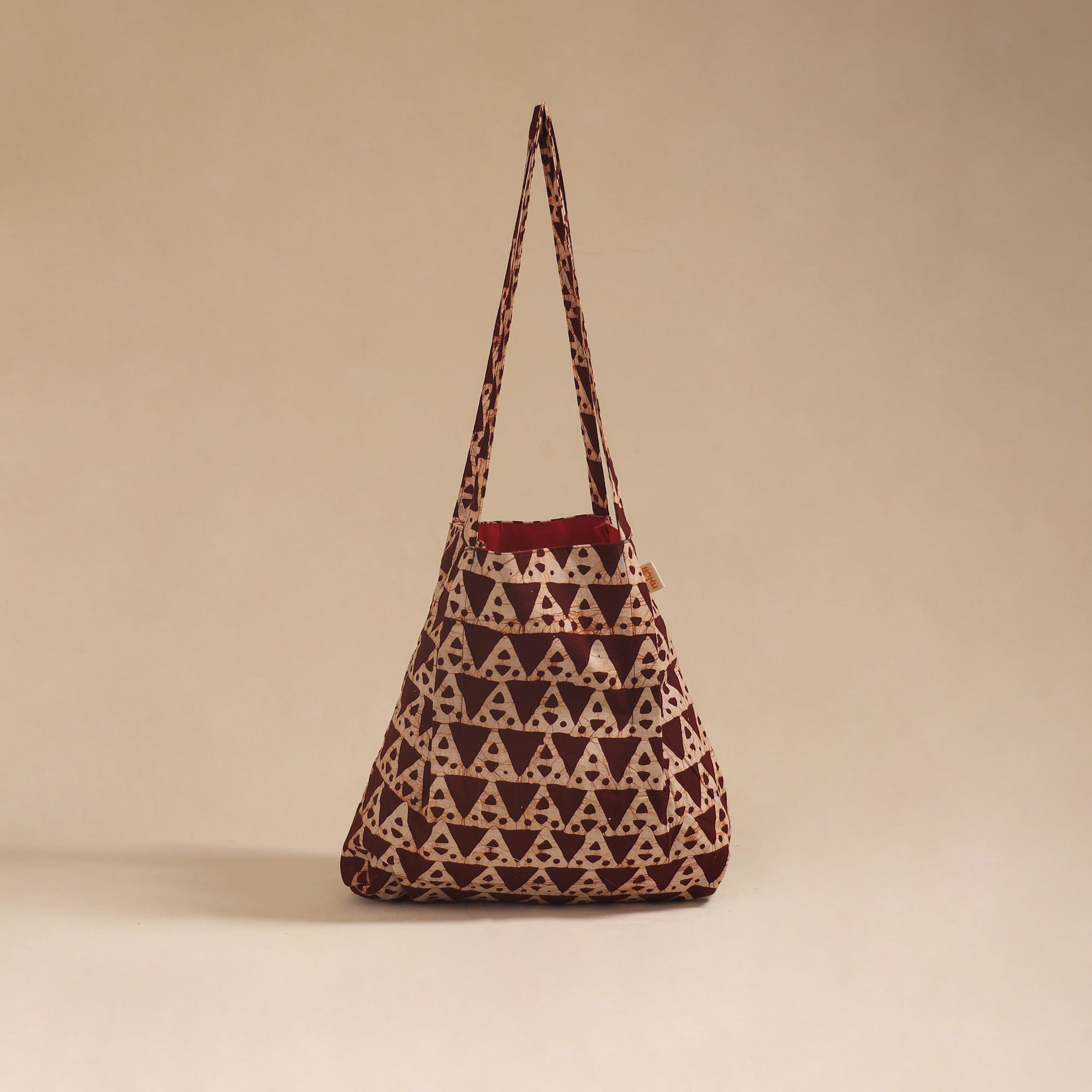 Brown Handcrafted Fabric Jhola Bag