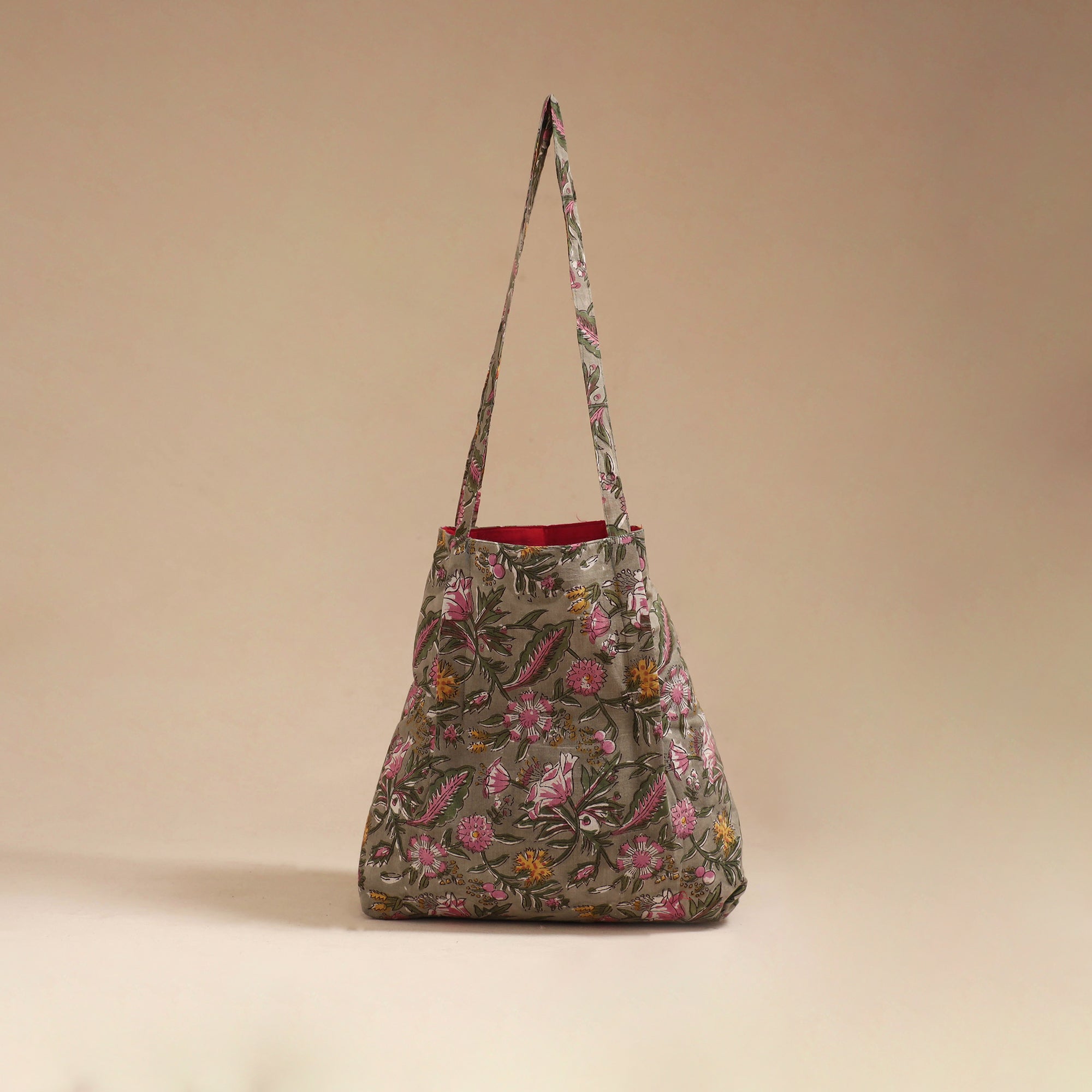 Brown Handcrafted Fabric Jhola Bag