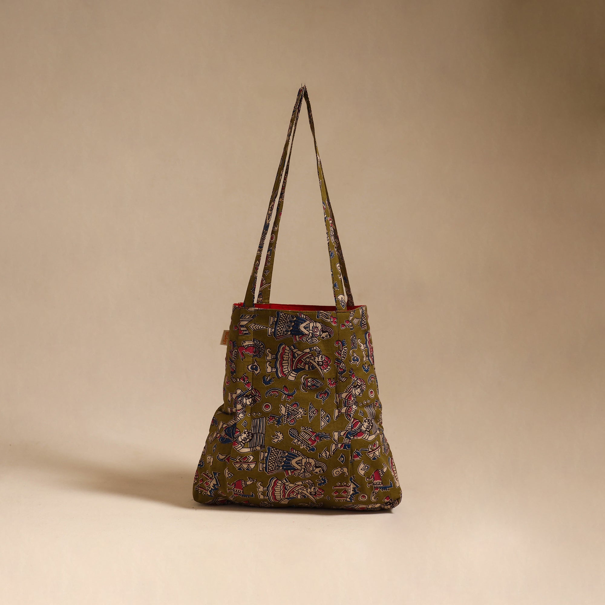 Brown Handcrafted Fabric Jhola Bag