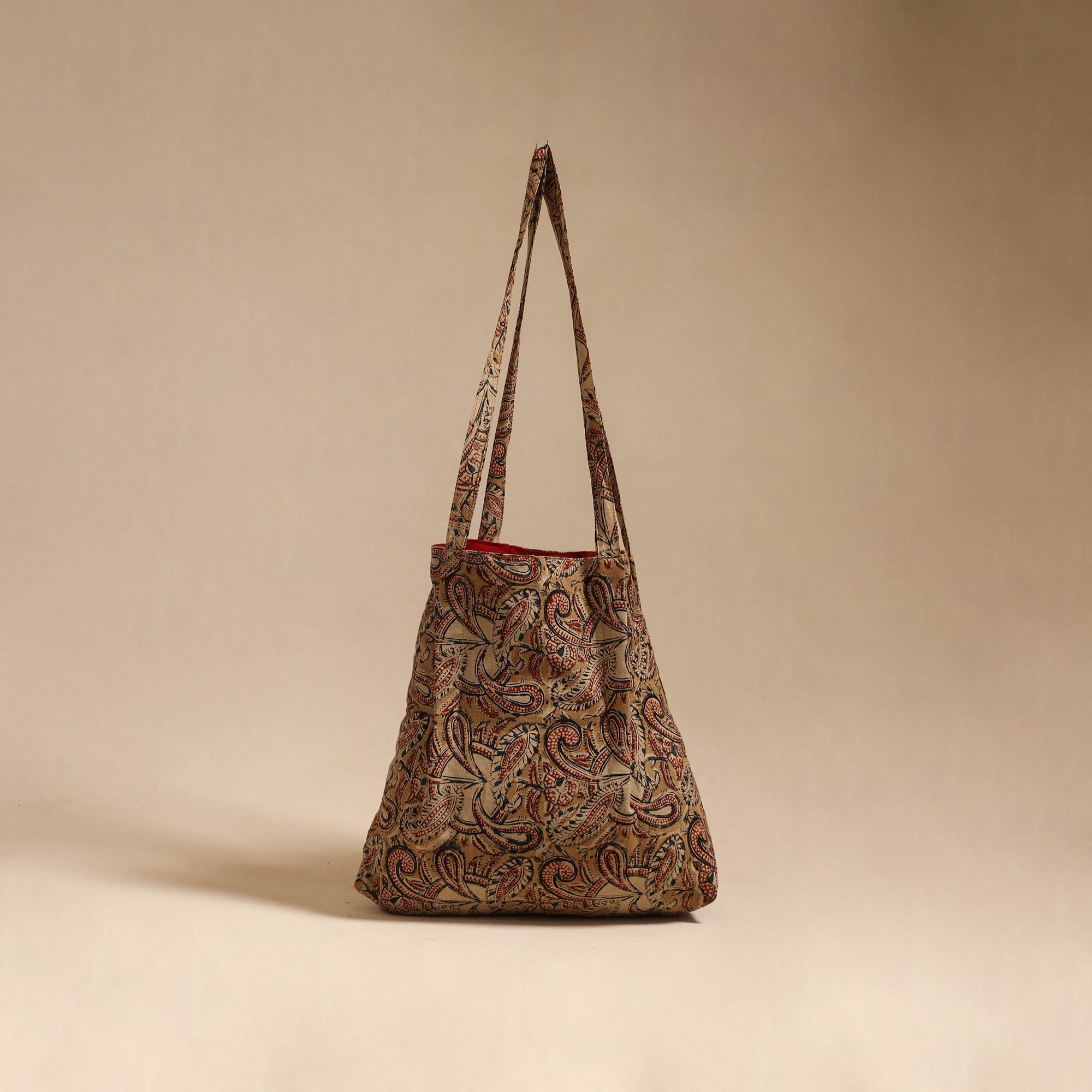 Brown Handcrafted Fabric Jhola Bag
