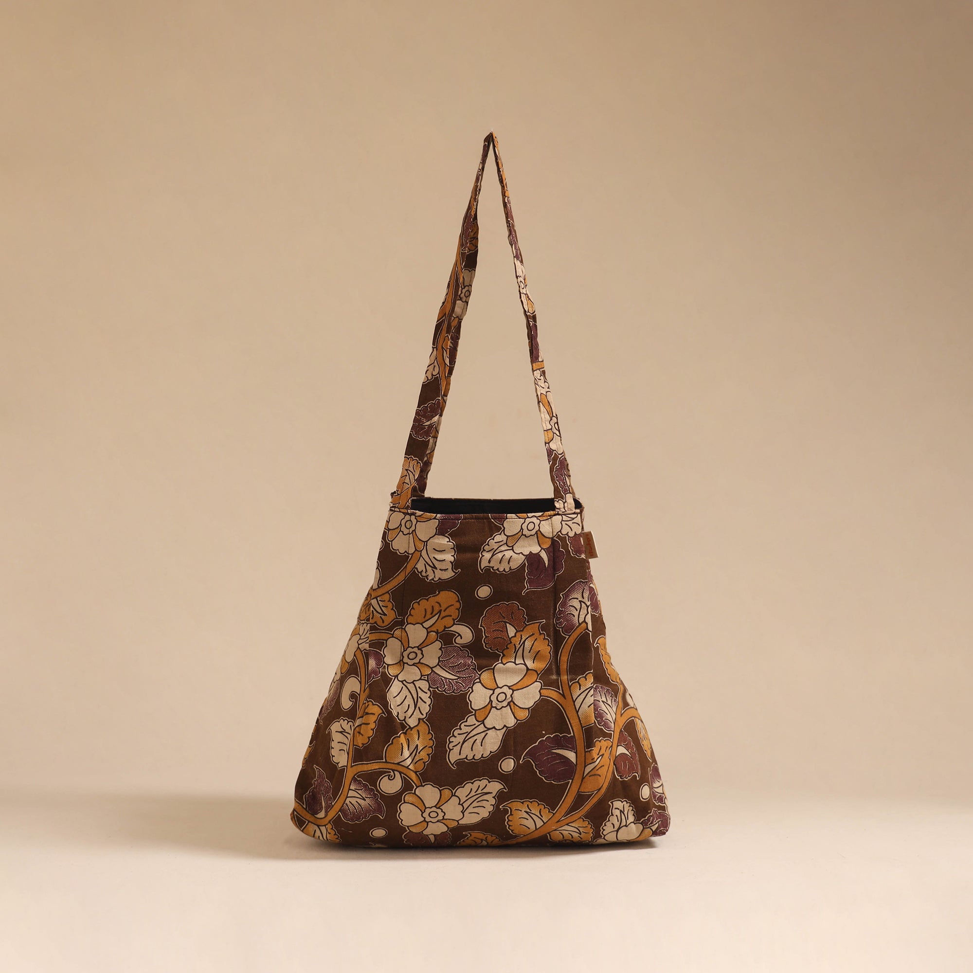 Brown Handcrafted Fabric Jhola Bag