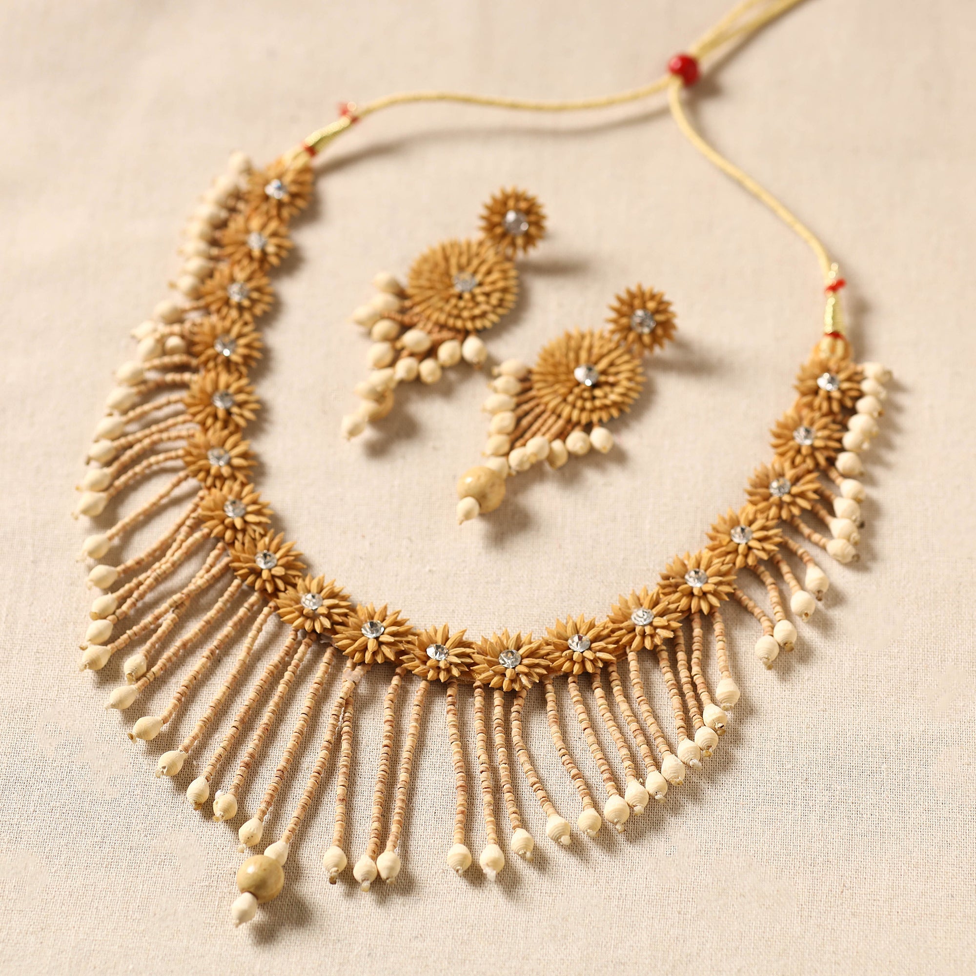 Brown Handcrafted Rice Paddy Necklace Set by Putul Das Mitra