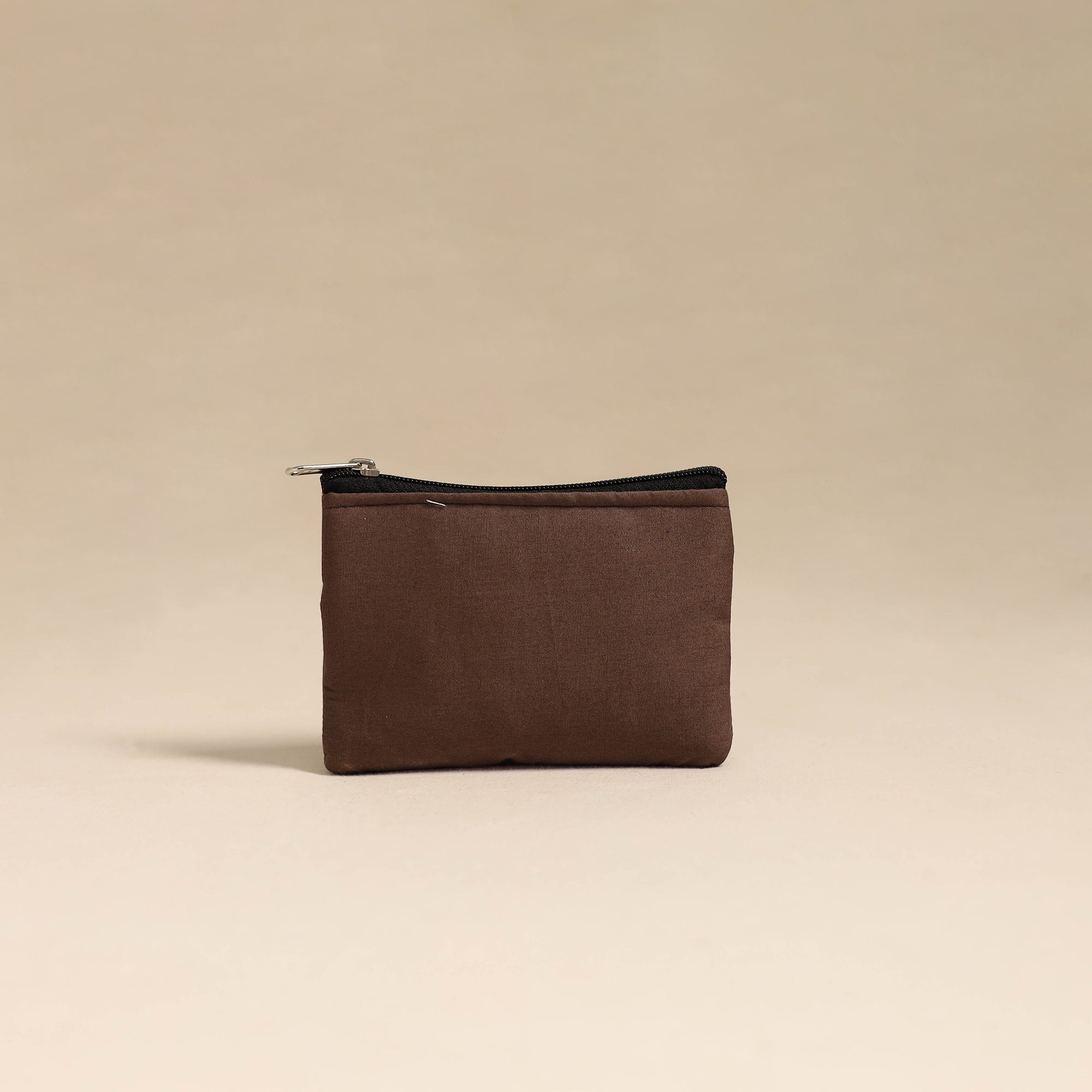 Brown Handmade Quilted Cotton Coin Pouch