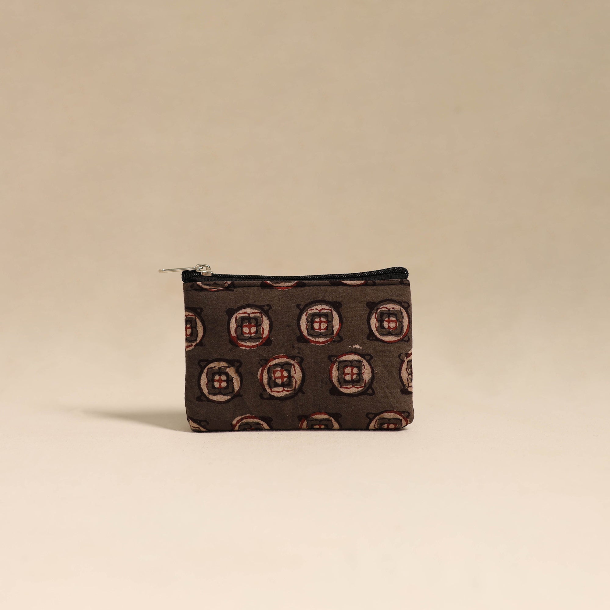 Brown Handmade Quilted Cotton Coin Pouch Online in India