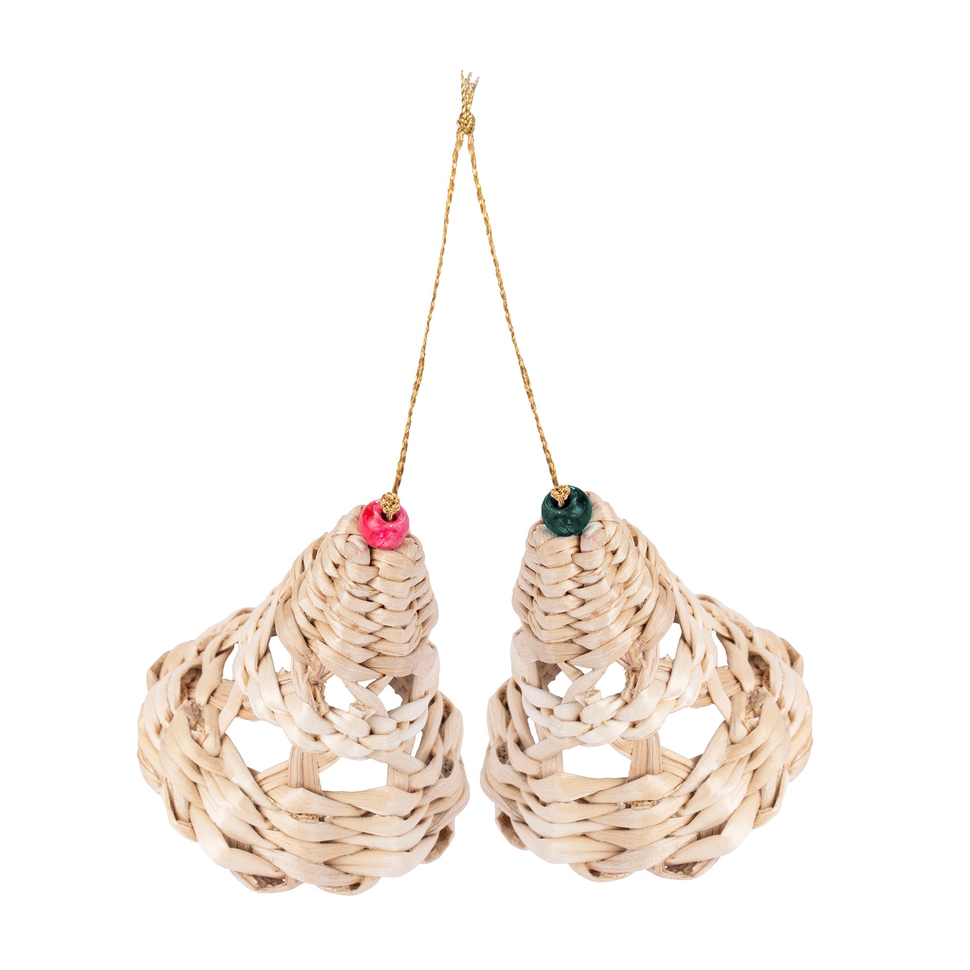 Christmas Decor Banana Bark Bell Hanging (Set of 2)