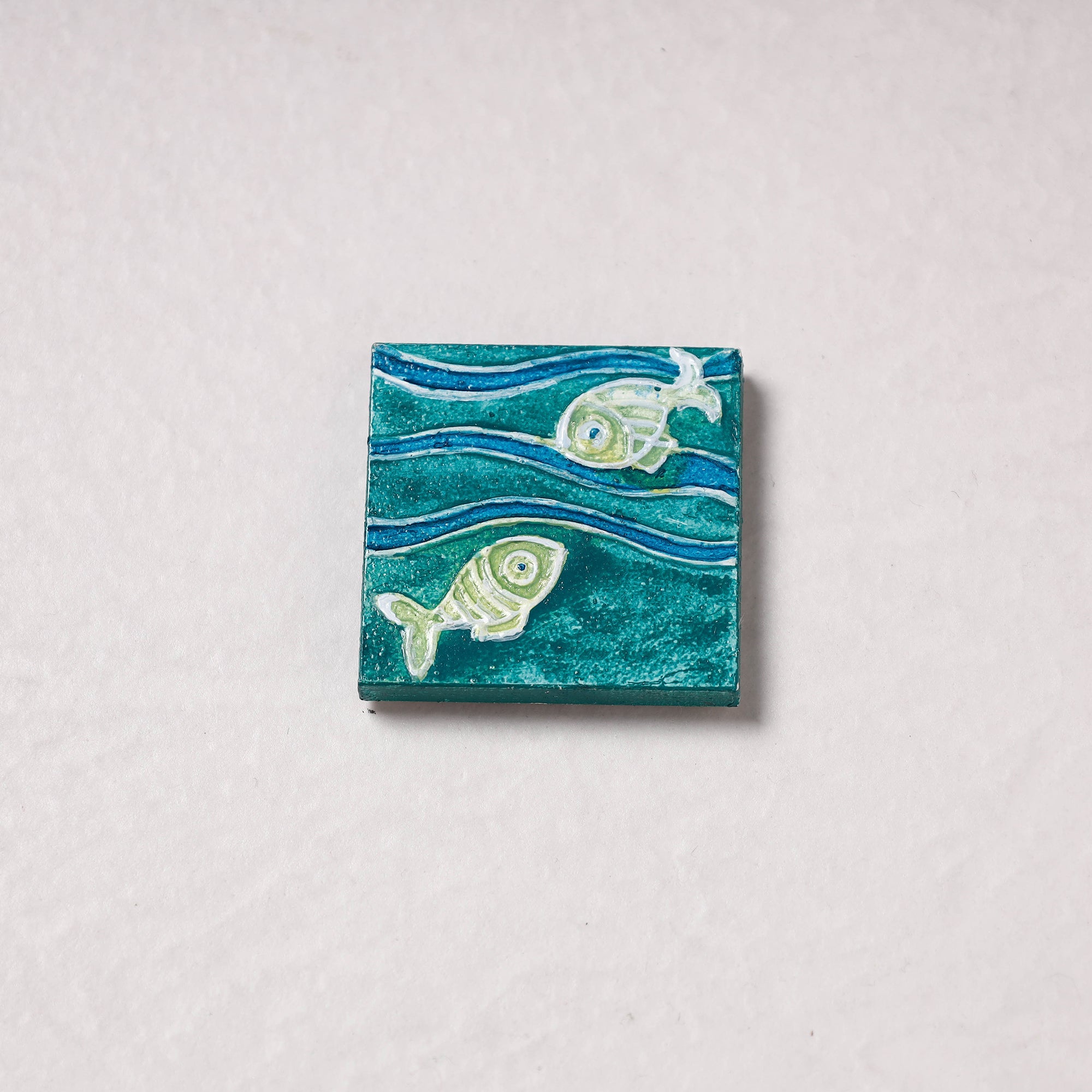 Embossed Stone Work Handpainted Wooden Fridge Magnet
