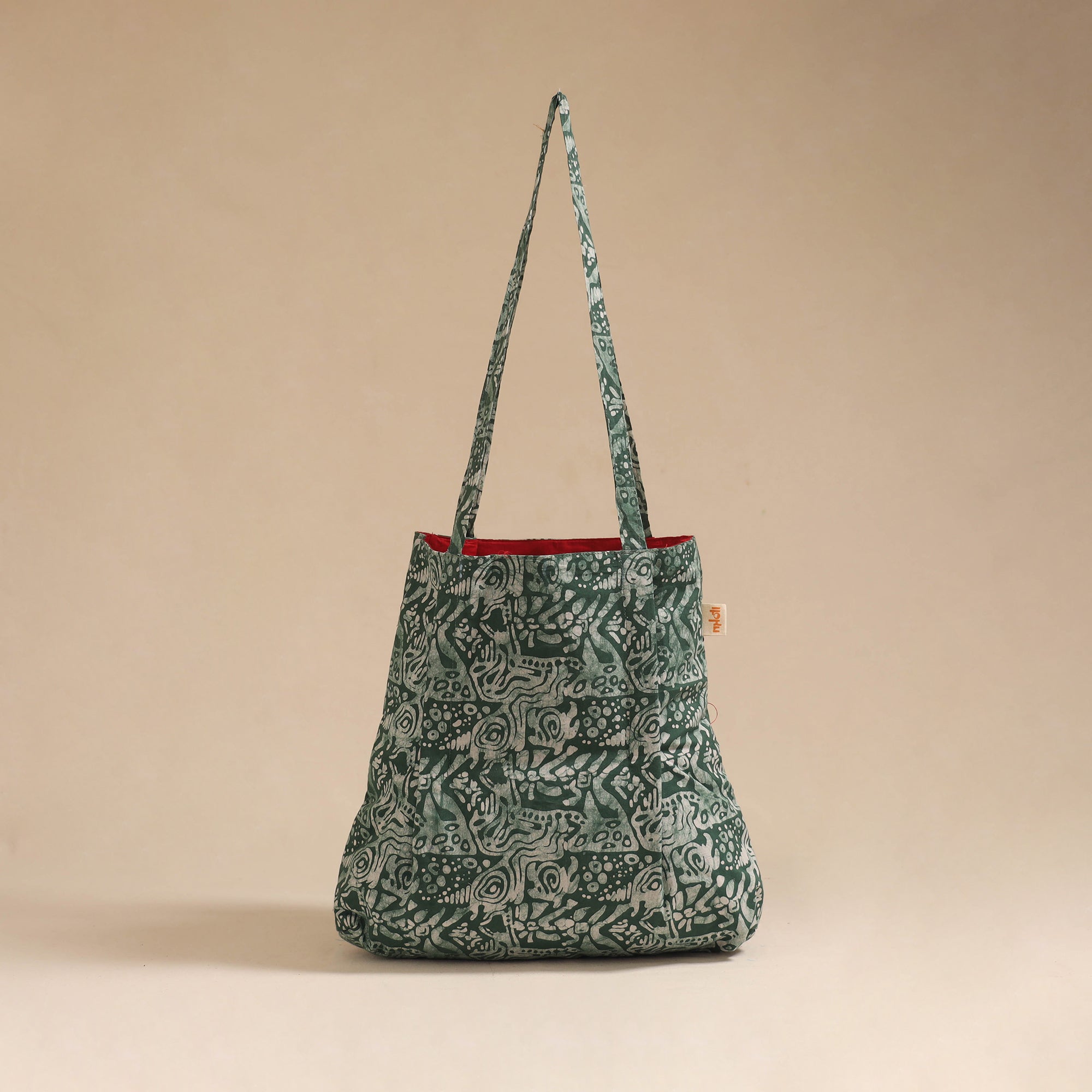 Green Handcrafted Fabric Jhola Bag