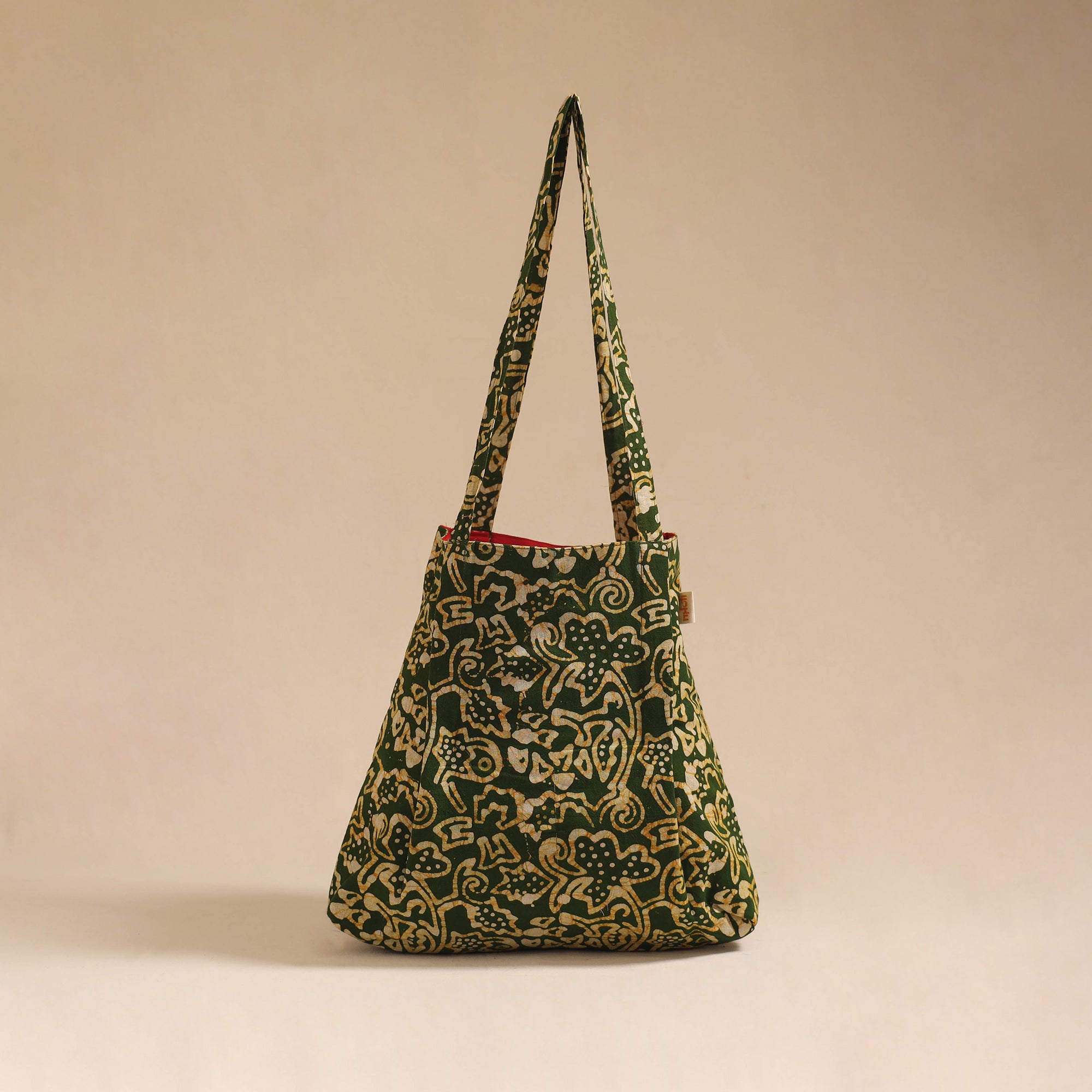 Green Handcrafted Fabric Jhola Bag