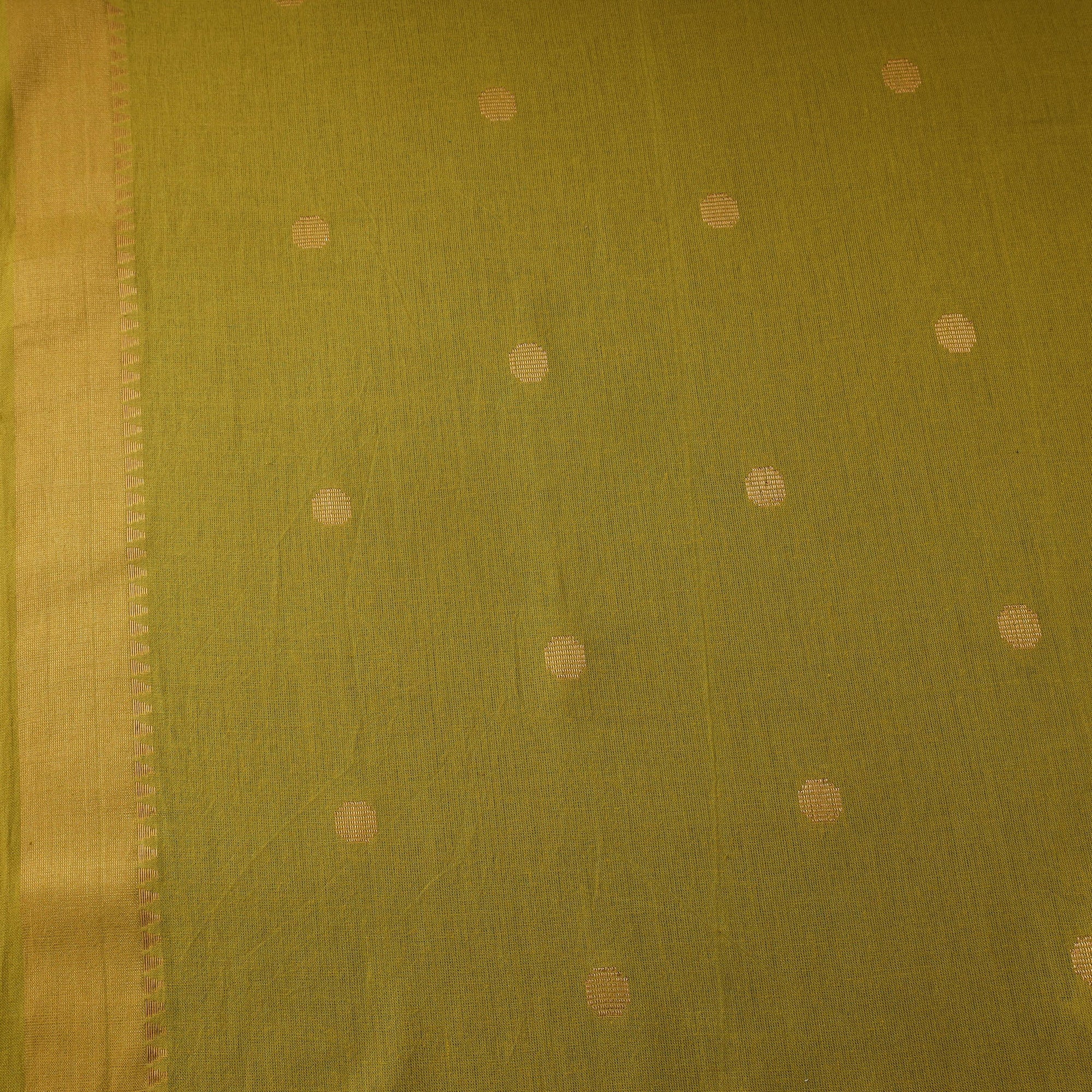 Green Prewashed Cotton Zati Buti Jacquard Fabric with Border