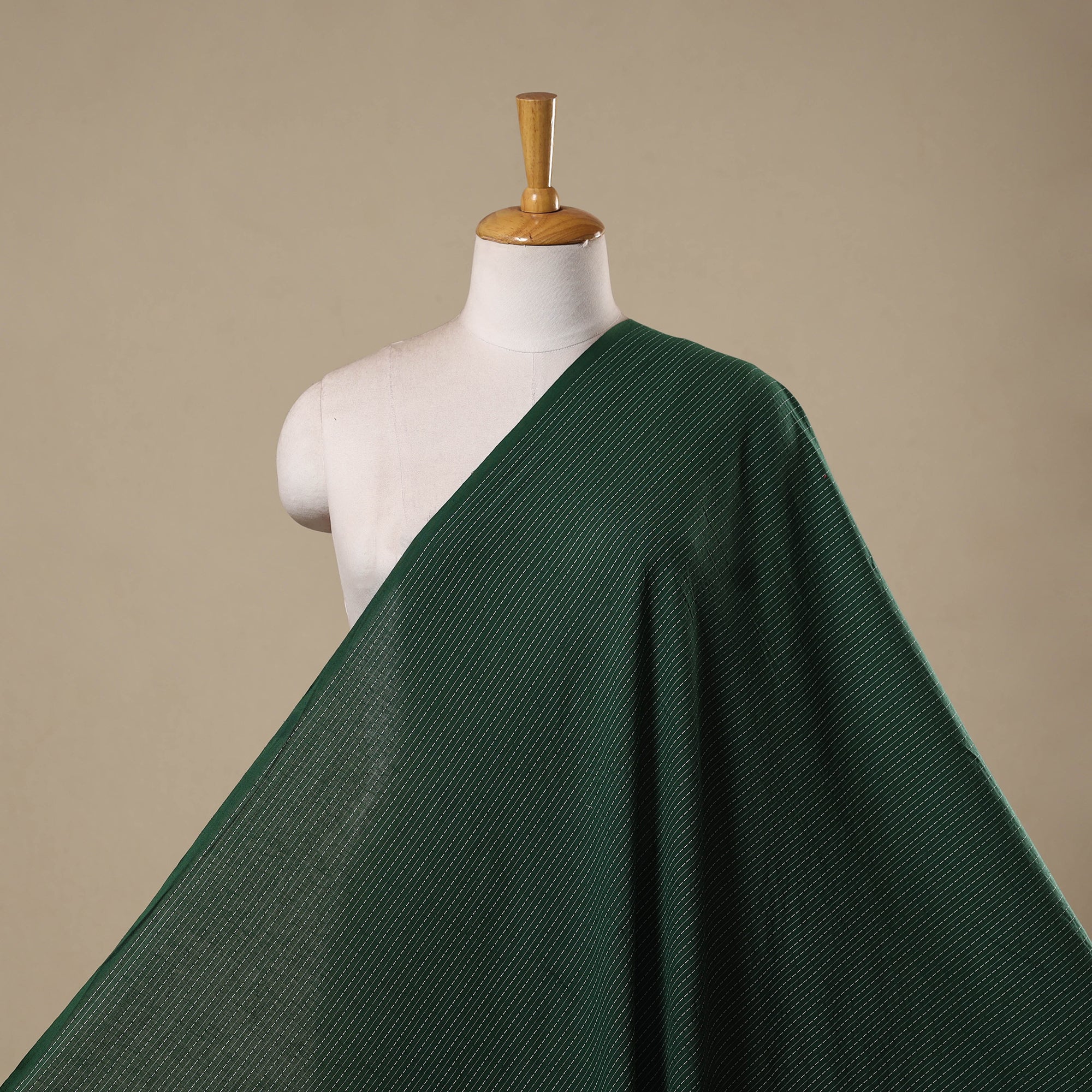 Green Prewashed Running Stitch Cotton Fabric