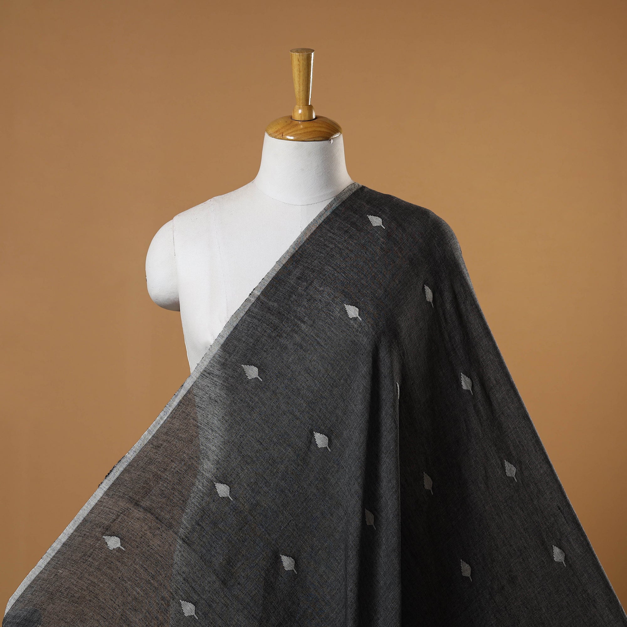 Grey Handloom Cotton Phulia Jamdani Fabric