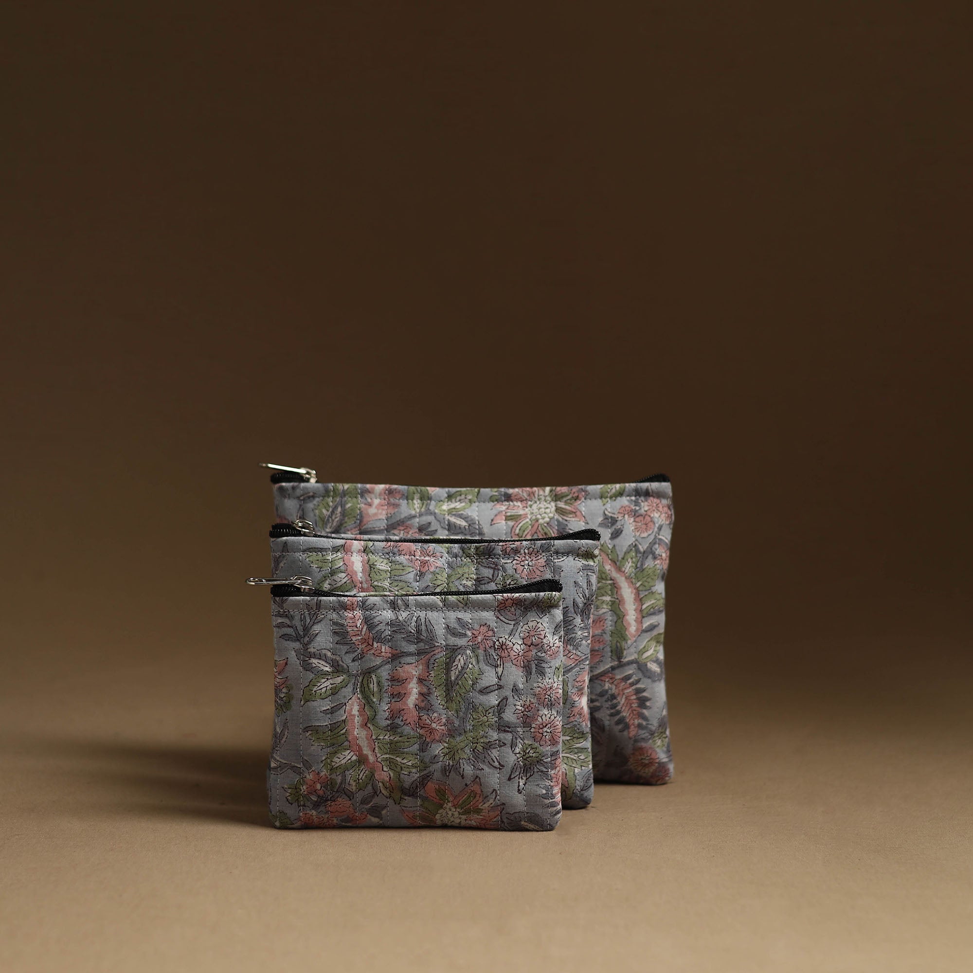 Grey Handmade Multipurpose Utility Pouches (set of 3)