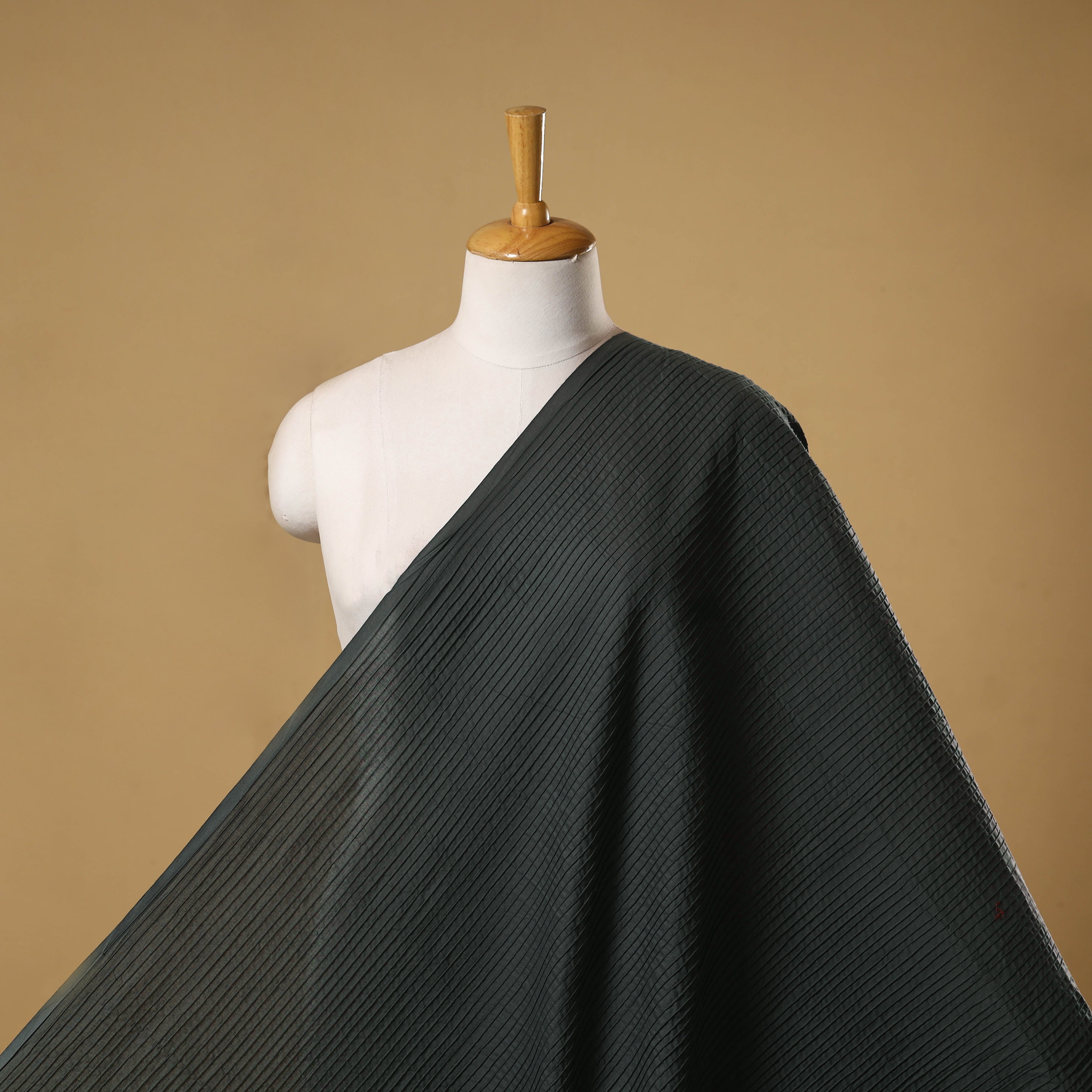 Grey Pintuck Plain Cotton Fabric