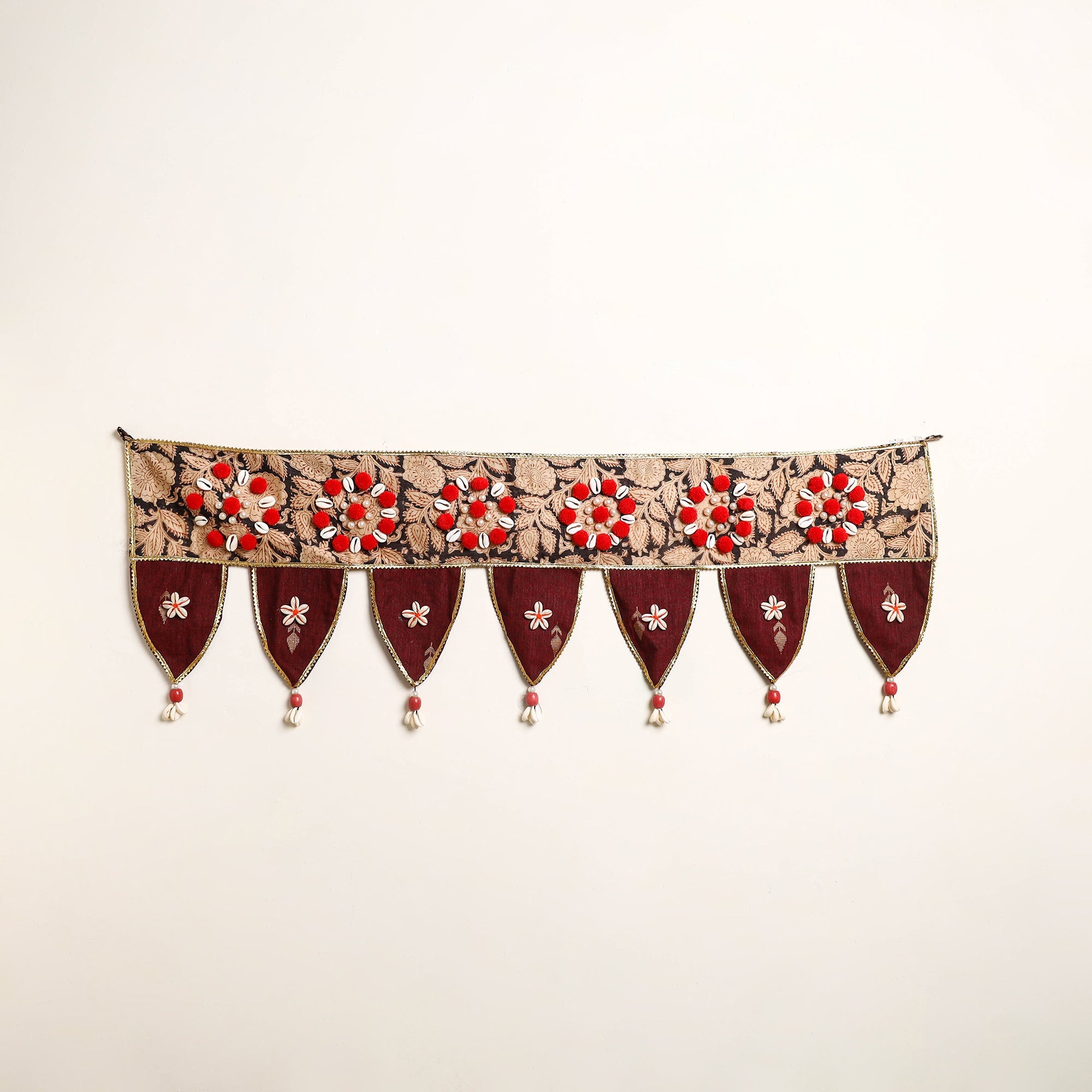 Handmade Shell Work Fabric Toran for Home Decor
